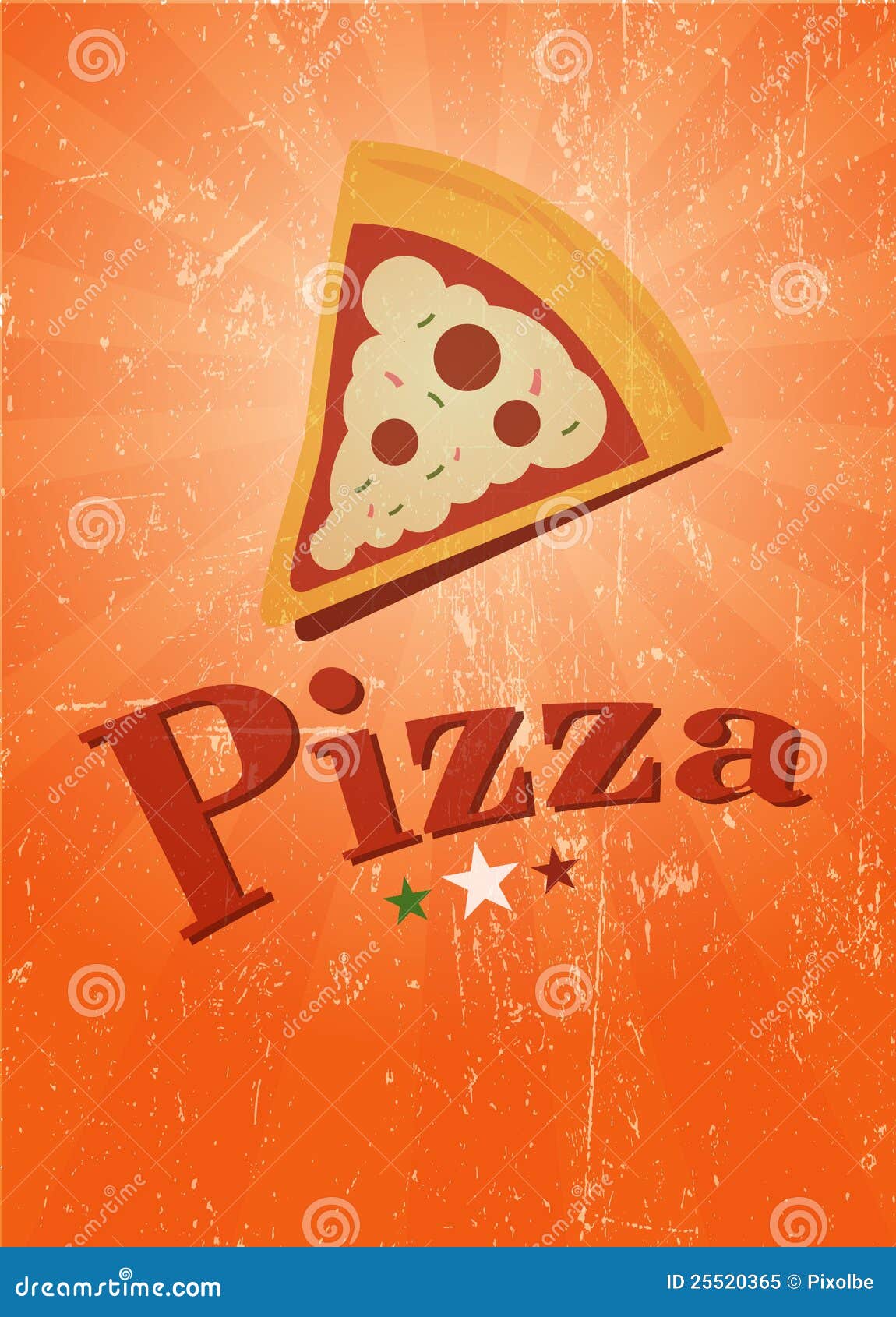 Retro Pizza Sign, Poster, Template Or Pizza Box Design Cartoon Vector ...