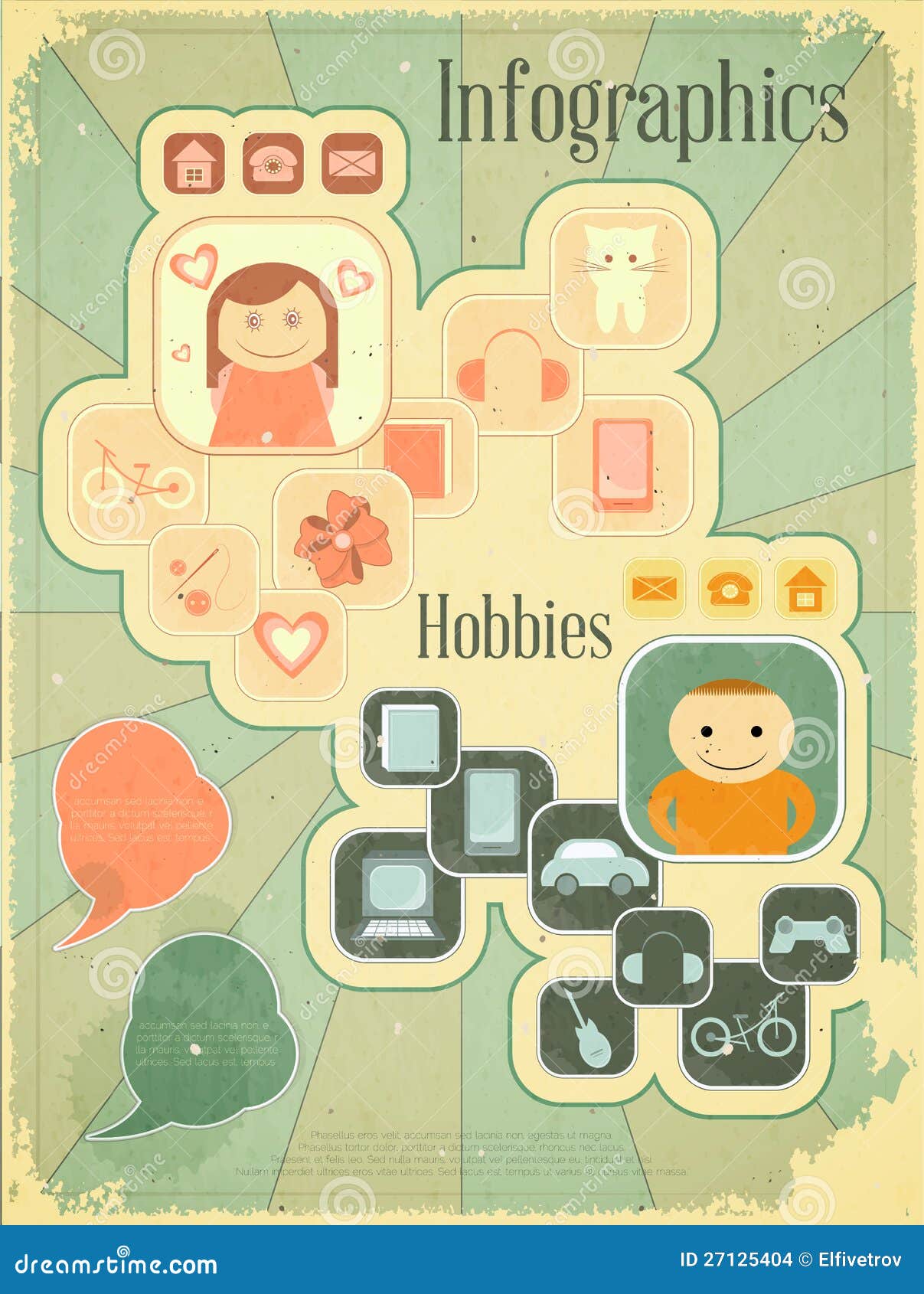 Retro Placard - Hobbies Vector Illustration | CartoonDealer.com #27125404