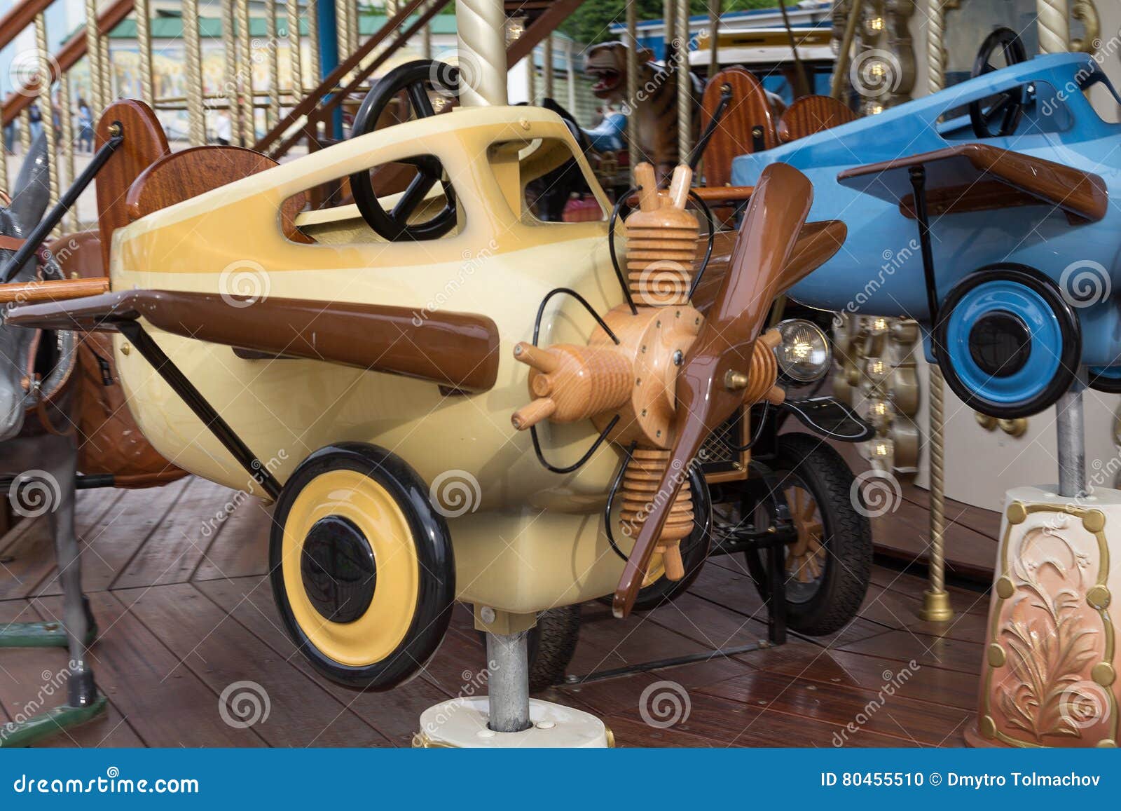 Retro Plane on the Carousel Street Editorial Image - Image of happy ...