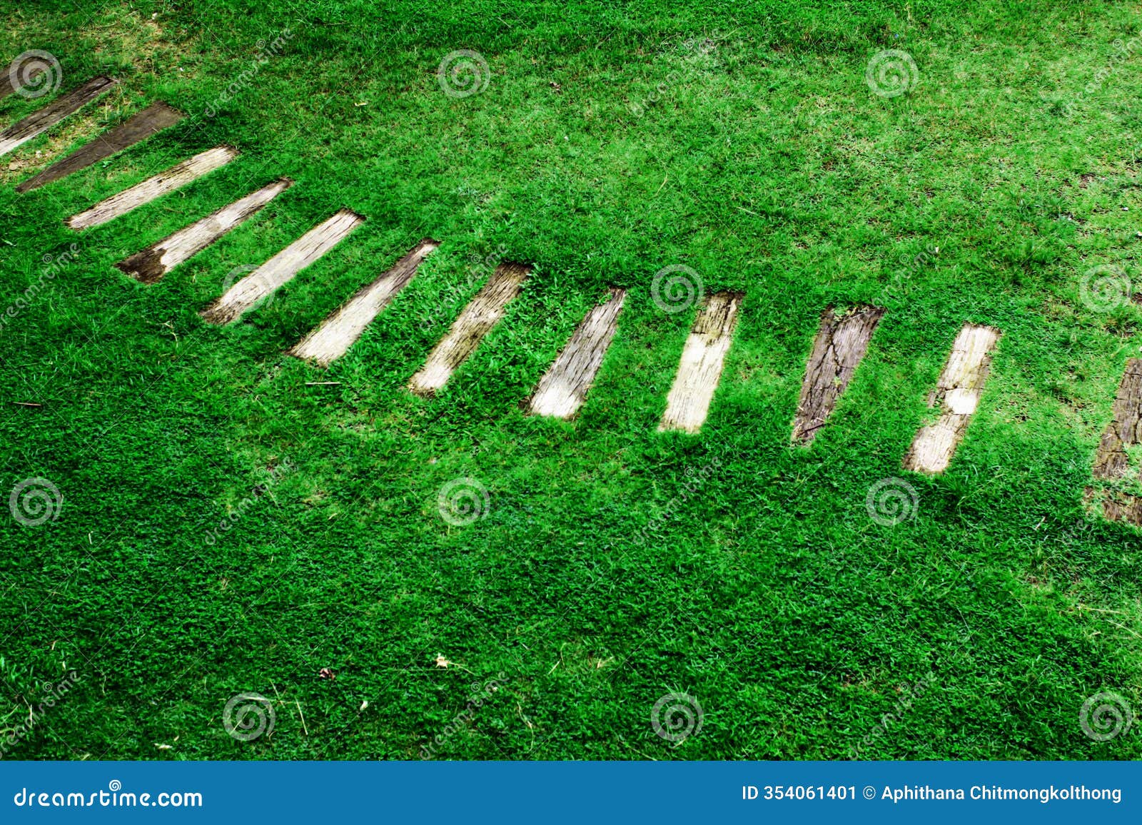 Retro Plank Decoration Curve Pattern on Grass Floor Stock Image - Image ...