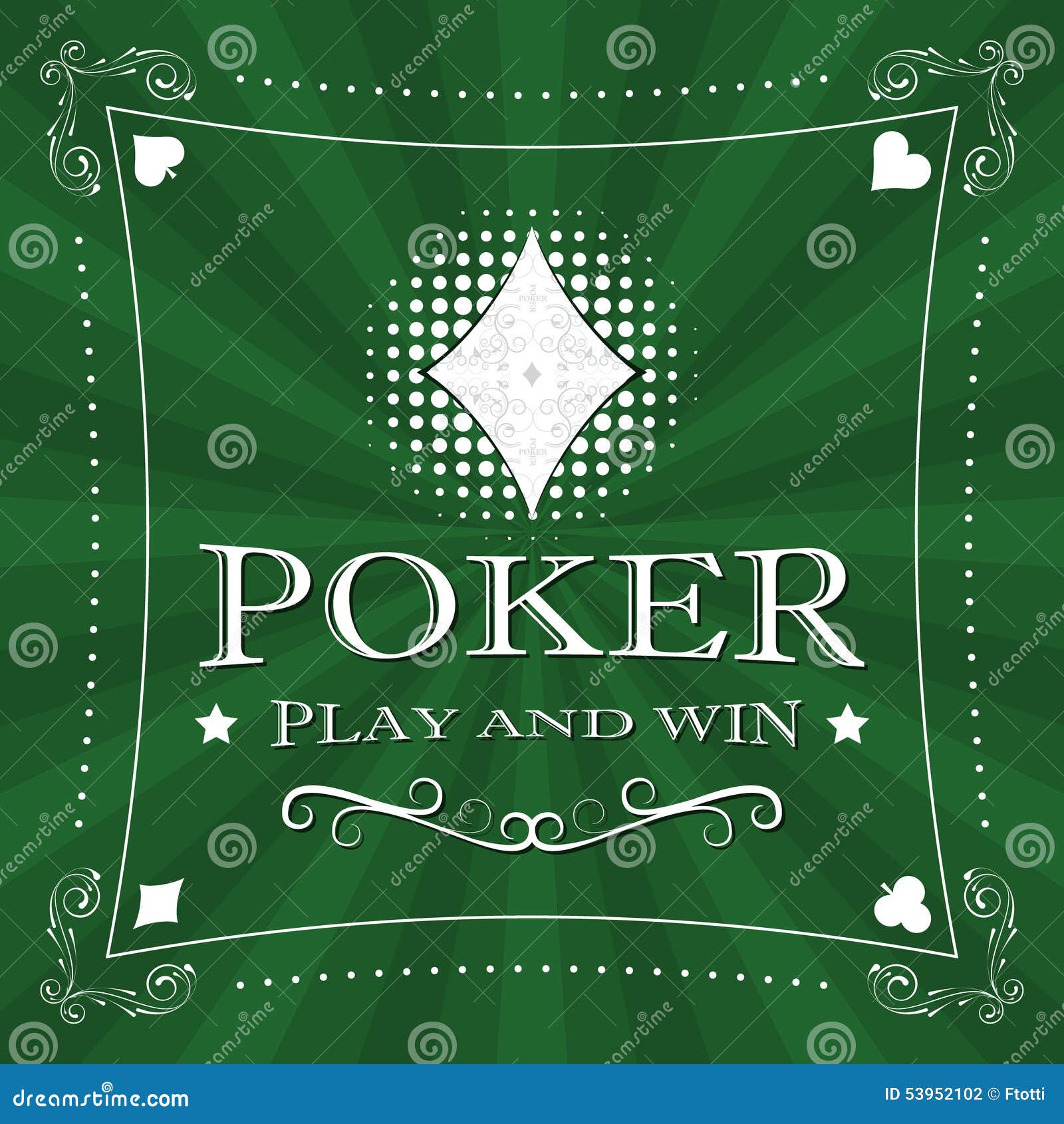 Retro Poker Background with Card Symbol and Ornate Frame Stock Vector ...