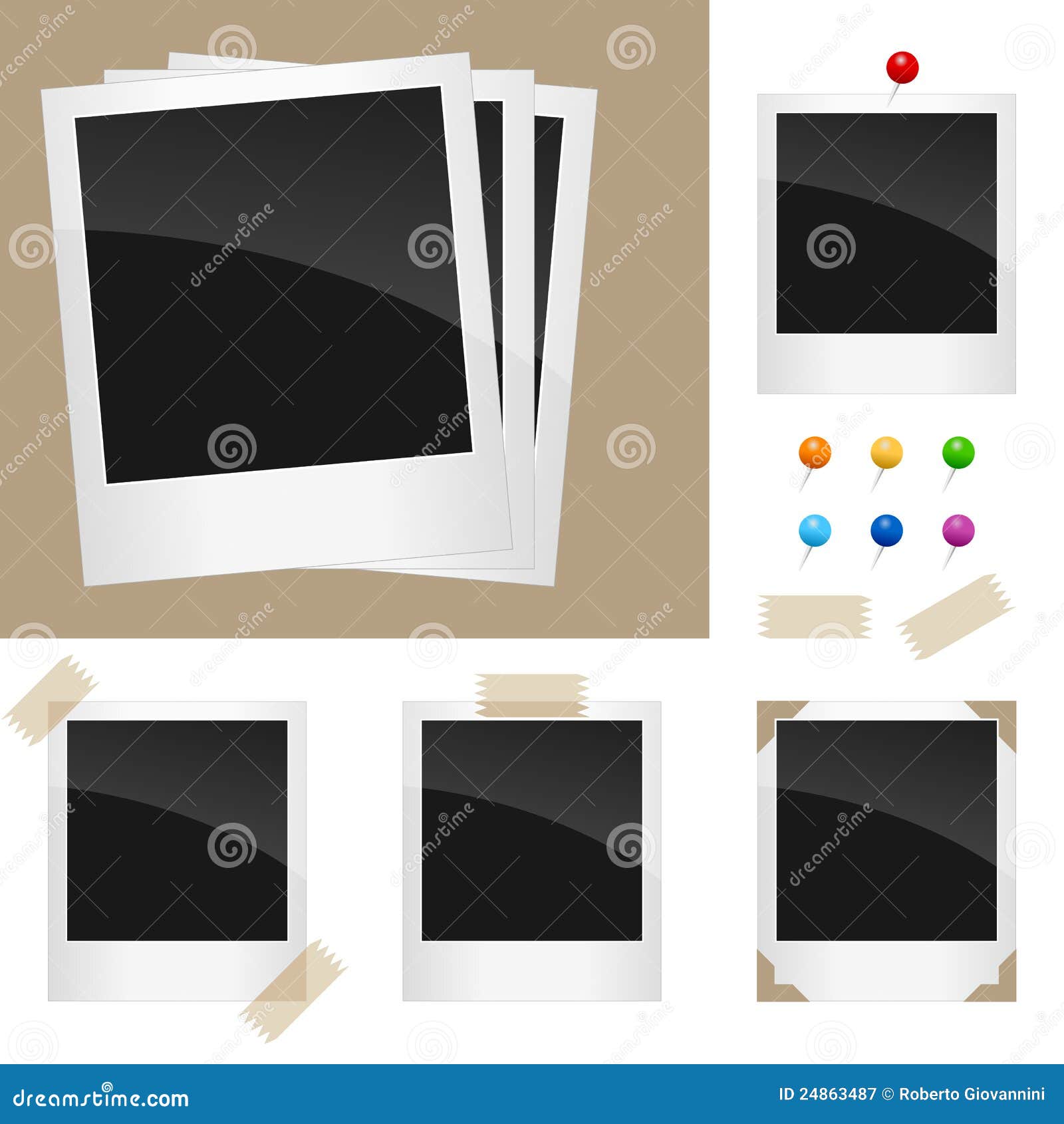 Retro Polaroid Frames And Beach Landscape. Vector | CartoonDealer.com ...