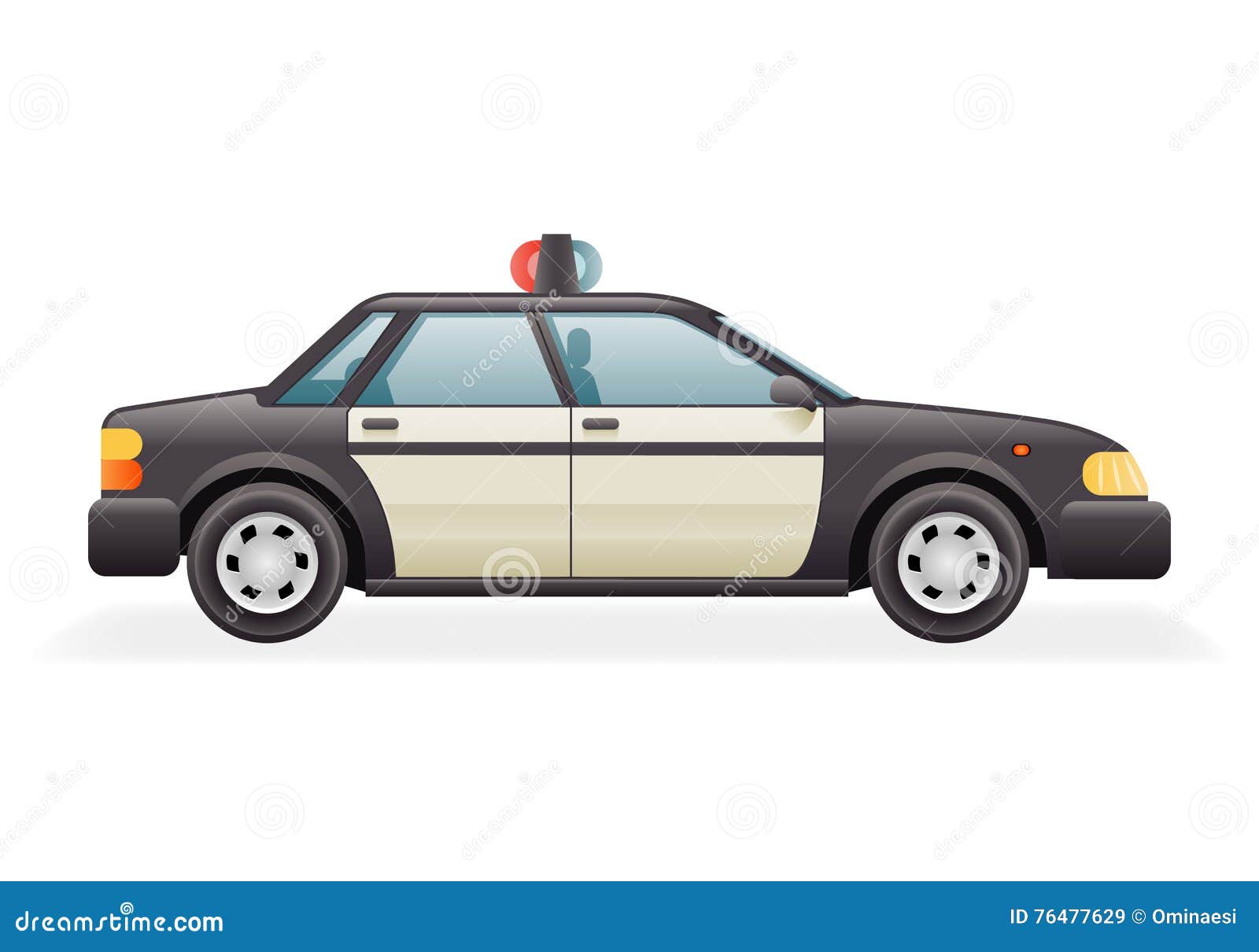 Police Car Realistic Sketch. Vector Illustration In Black And White ...