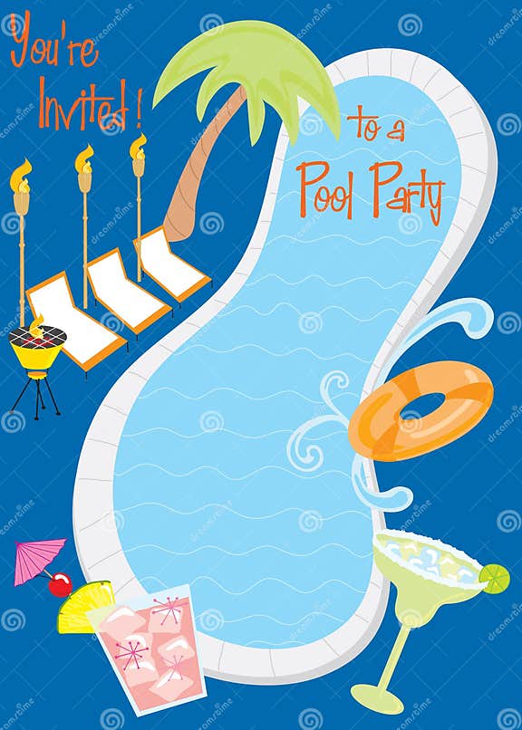 Retro Pool Party Invitation Stock Vector - Illustration of vacation ...