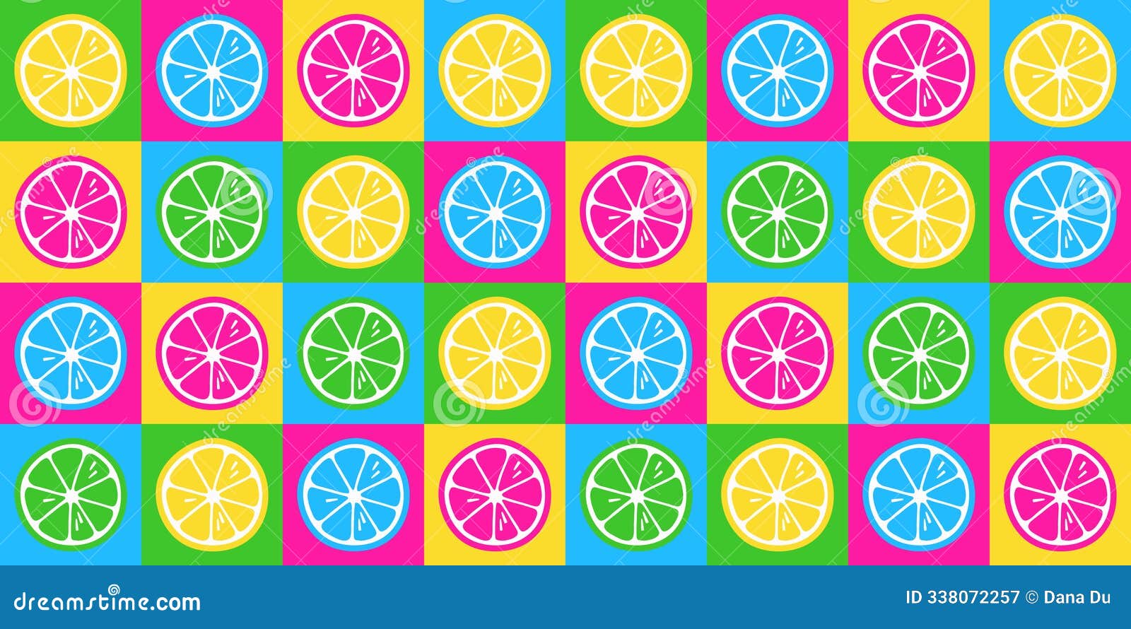 Retro Pop Art Colorful Neon Colors Lemon Checkered Repeat Vector ...