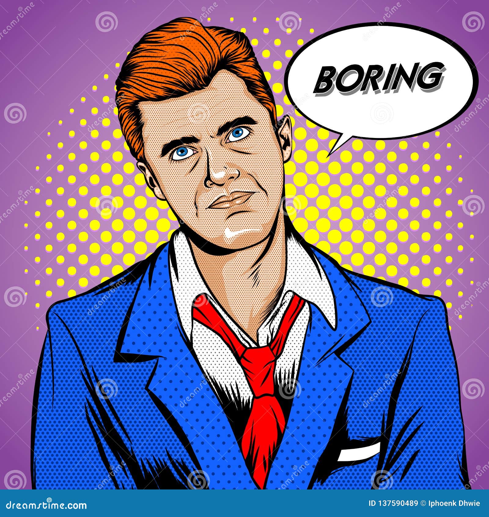 Retro Pop Art. A Man Boring Expression Cartoon Vector | CartoonDealer ...