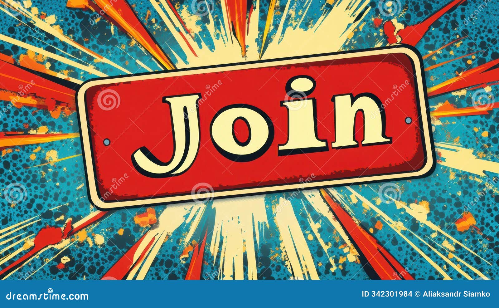Retro Pop Art Sign with Join Message Stock Illustration - Illustration ...