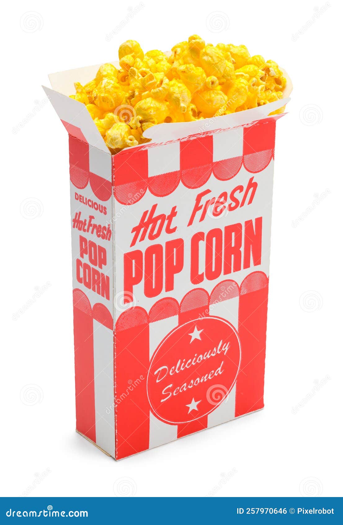 Retro Popcorn Box Cut Out on White Stock Photo - Image of snack, butter ...