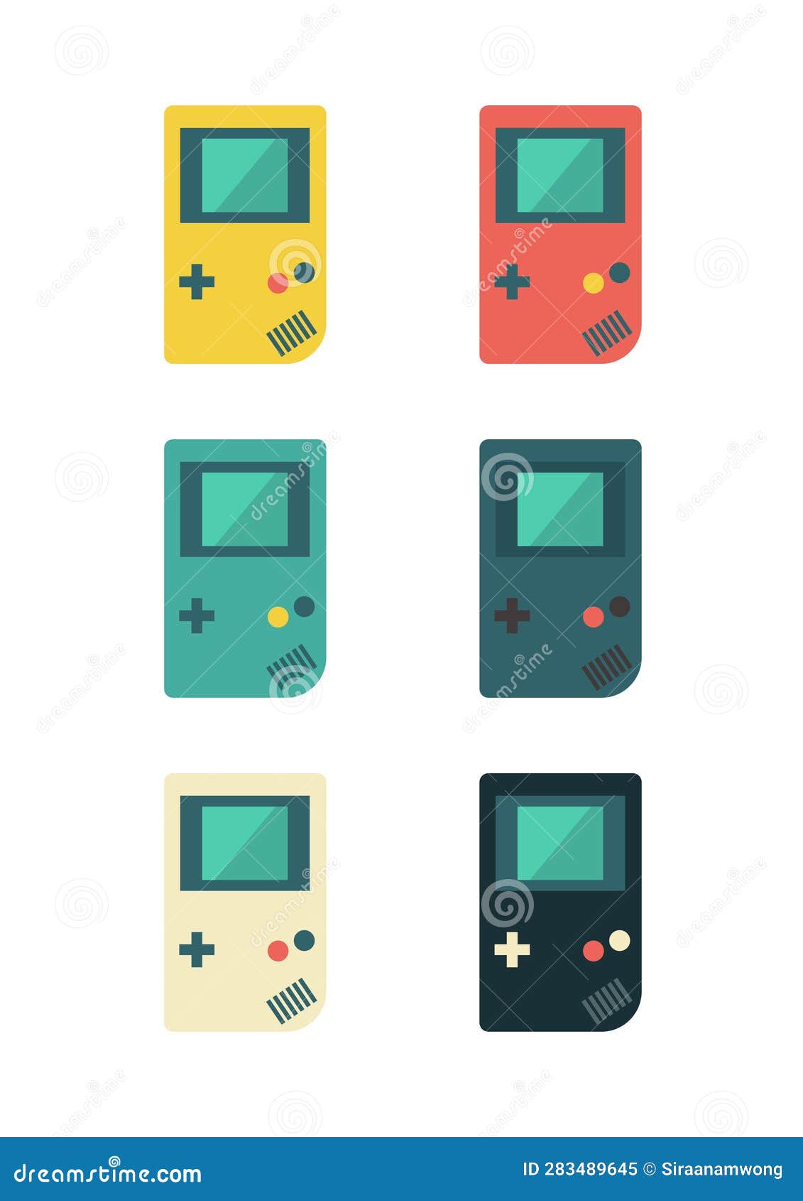 Retro Portable Game Console in Flat Style Stock Illustration ...