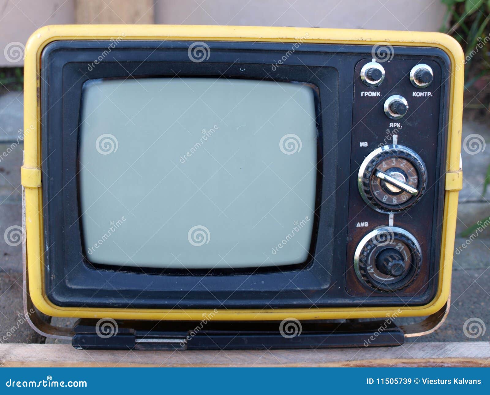 Retro portable TV stock image. Image of isolated, yellow - 11505739