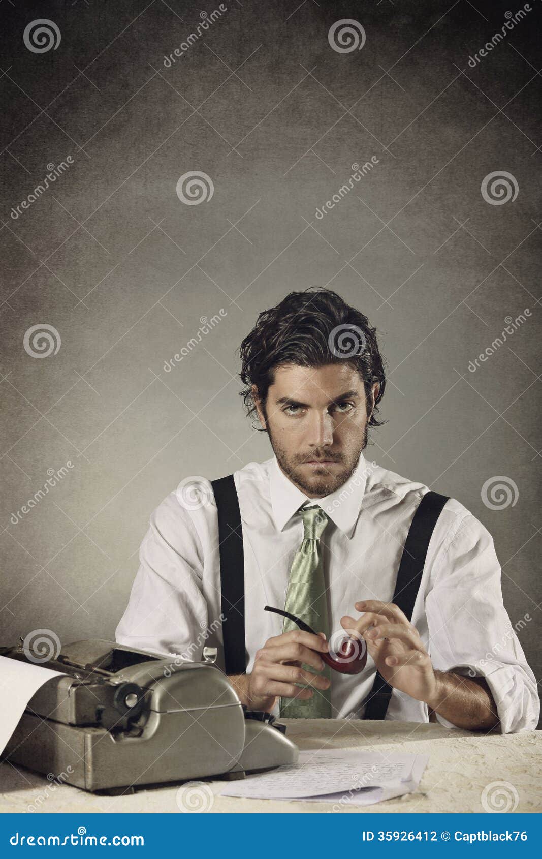 Retro Portrait Of An Handsome Writer Stock Photography - Image: 35926412