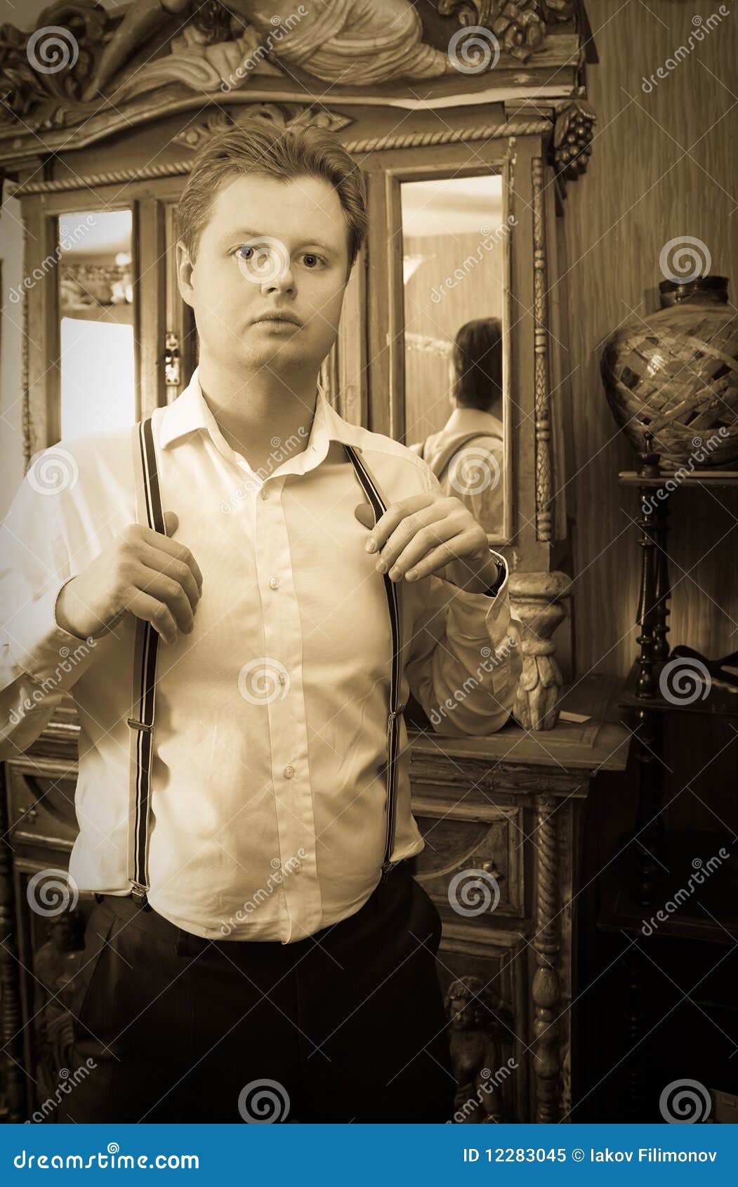 Retro portrait of man stock image. Image of smile, history - 12283045