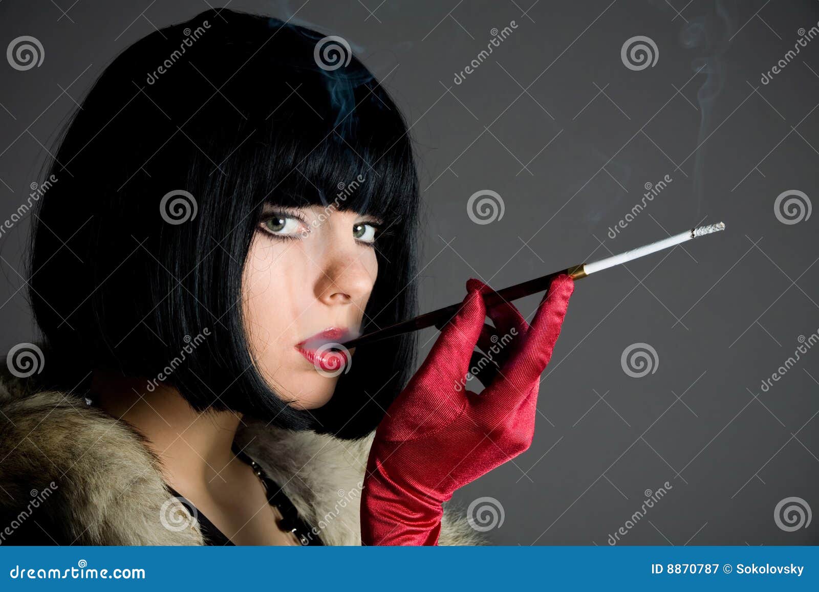 Retro Portrait of Smoking Woman Stock Image - Image of lovely, alluring ...