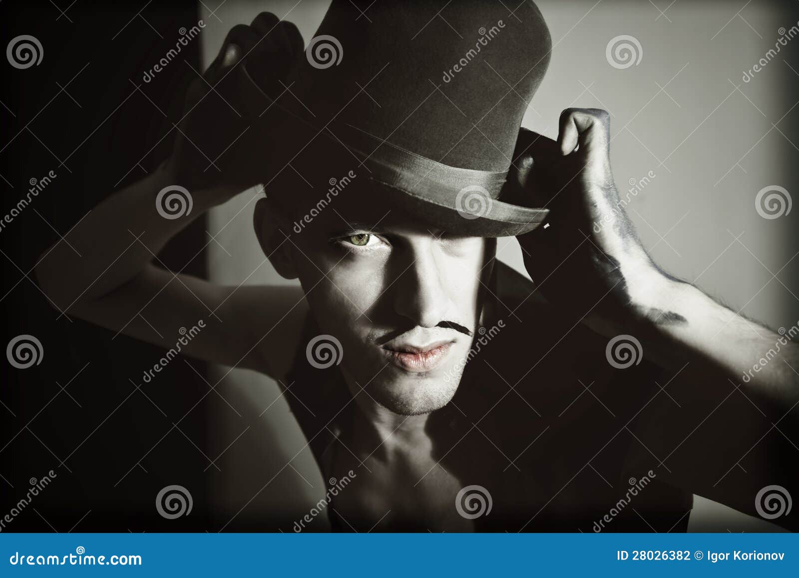 Retro Portrait of Theatrical Actor with a Hat Stock Photo - Image of ...