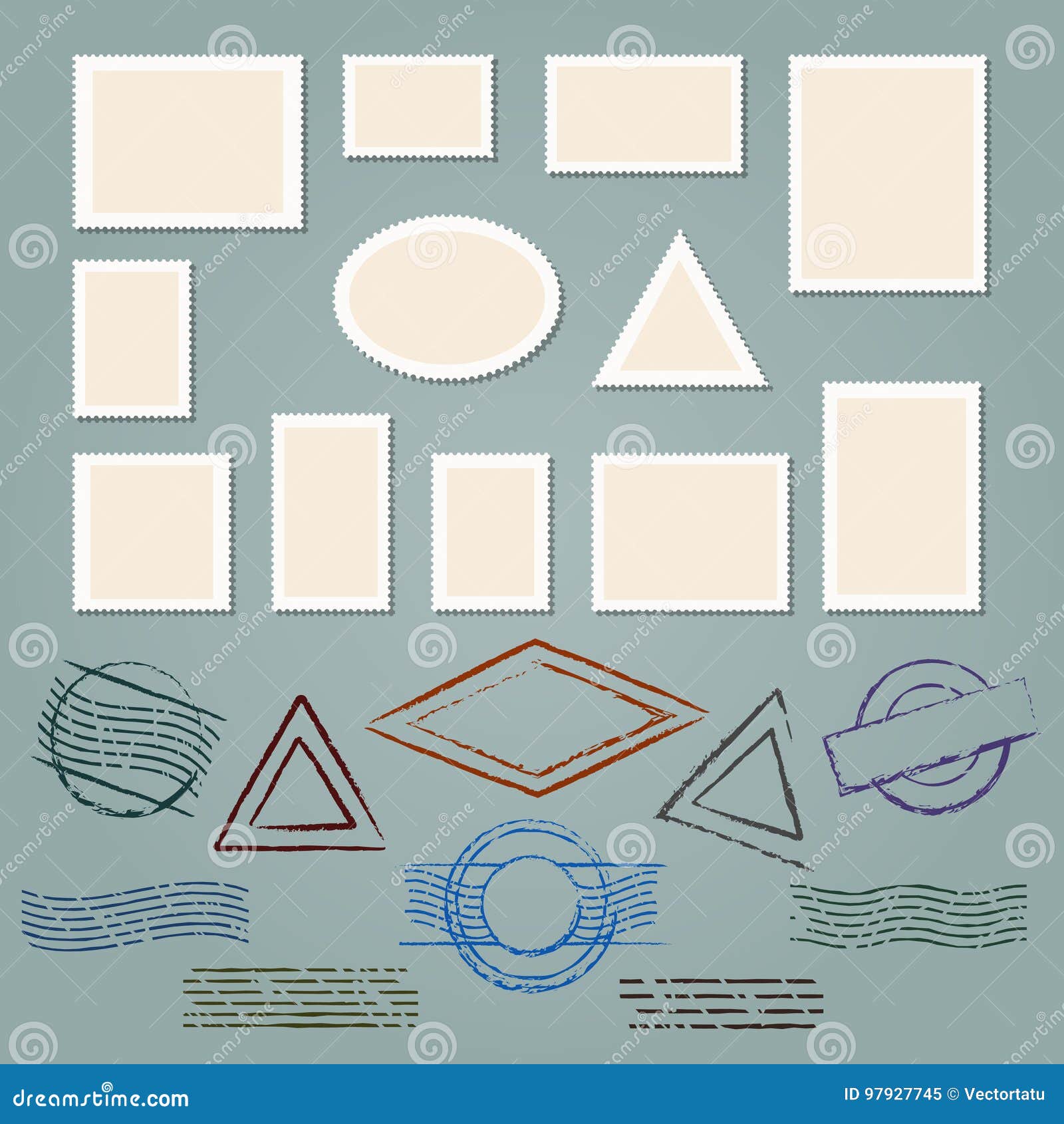 Retro postage stamp frames stock vector. Illustration of grungy - 97927745