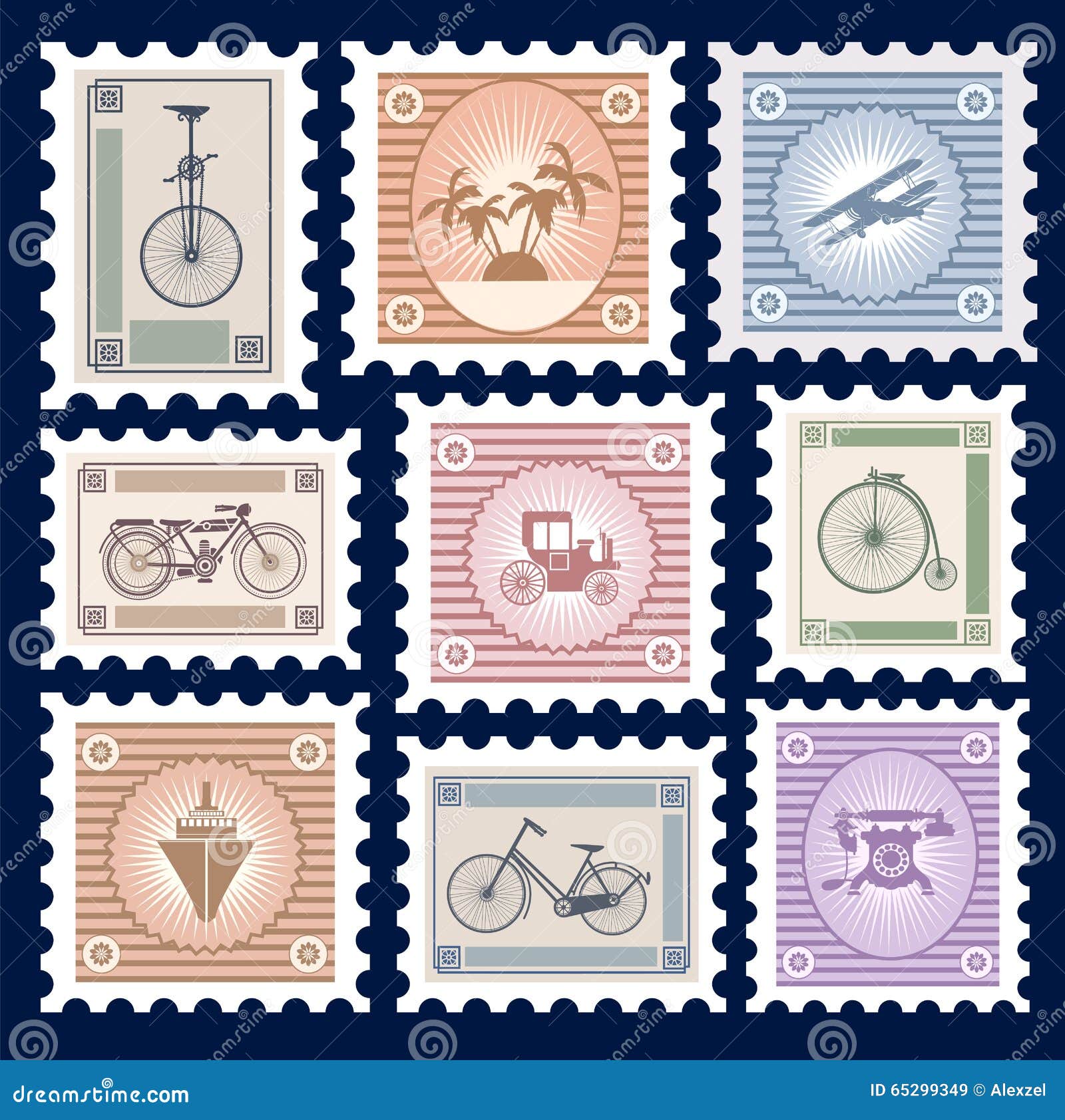 Retro postage stamps stock vector. Illustration of engraving - 65299349