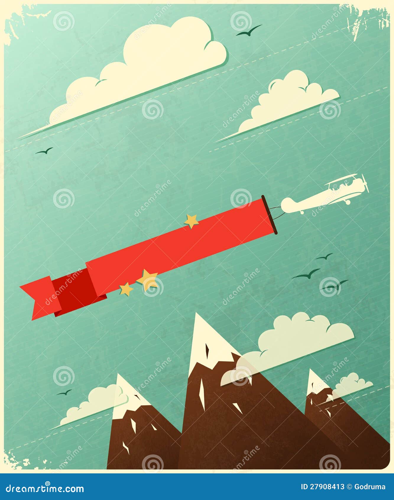 Retro Poster Design with Clouds. Stock Vector - Illustration of book ...