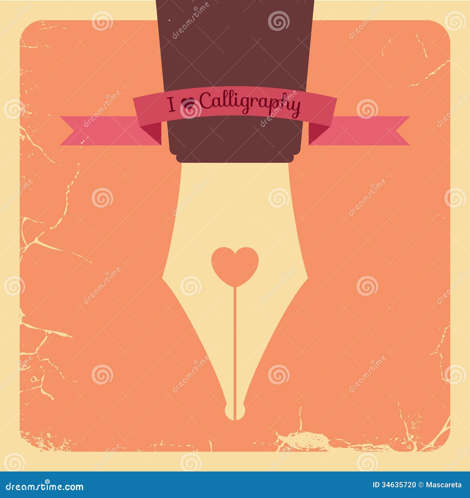 Retro Poster Design with Dip Pen. Vector. Stock Vector - Illustration ...