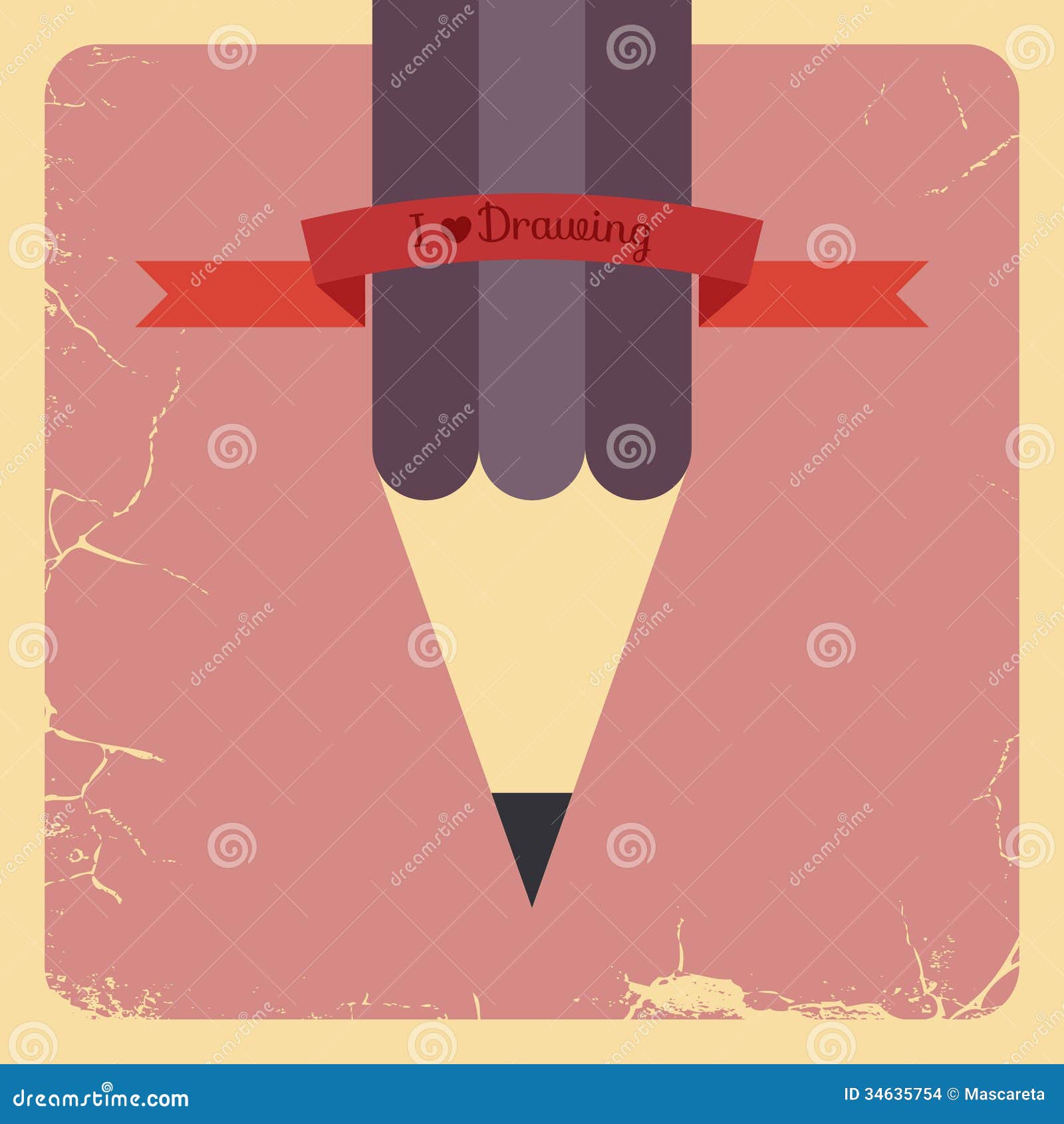 Retro Poster Design with Pencil. Vector Stock Vector - Illustration of ...