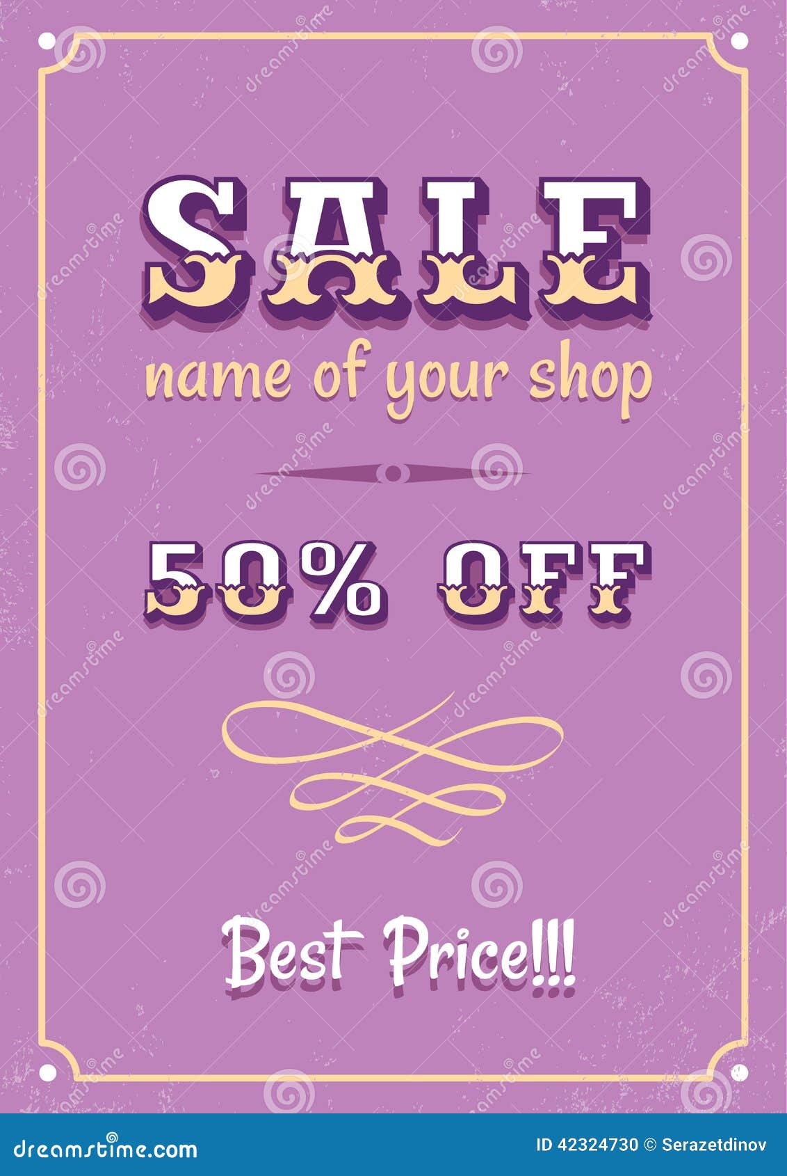 Retro poster for sale stock vector. Illustration of merchandise - 42324730