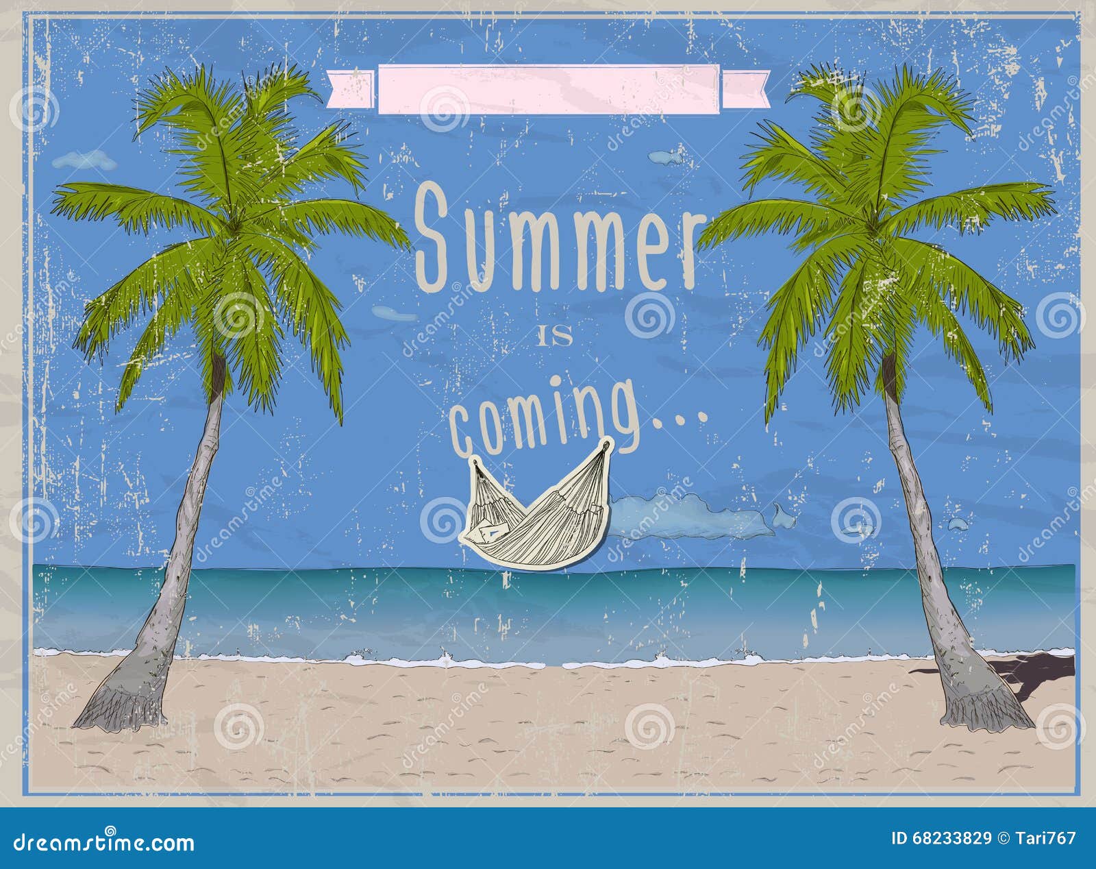 Retro Poster with Sea Paradise. Stock Vector - Illustration of beach ...