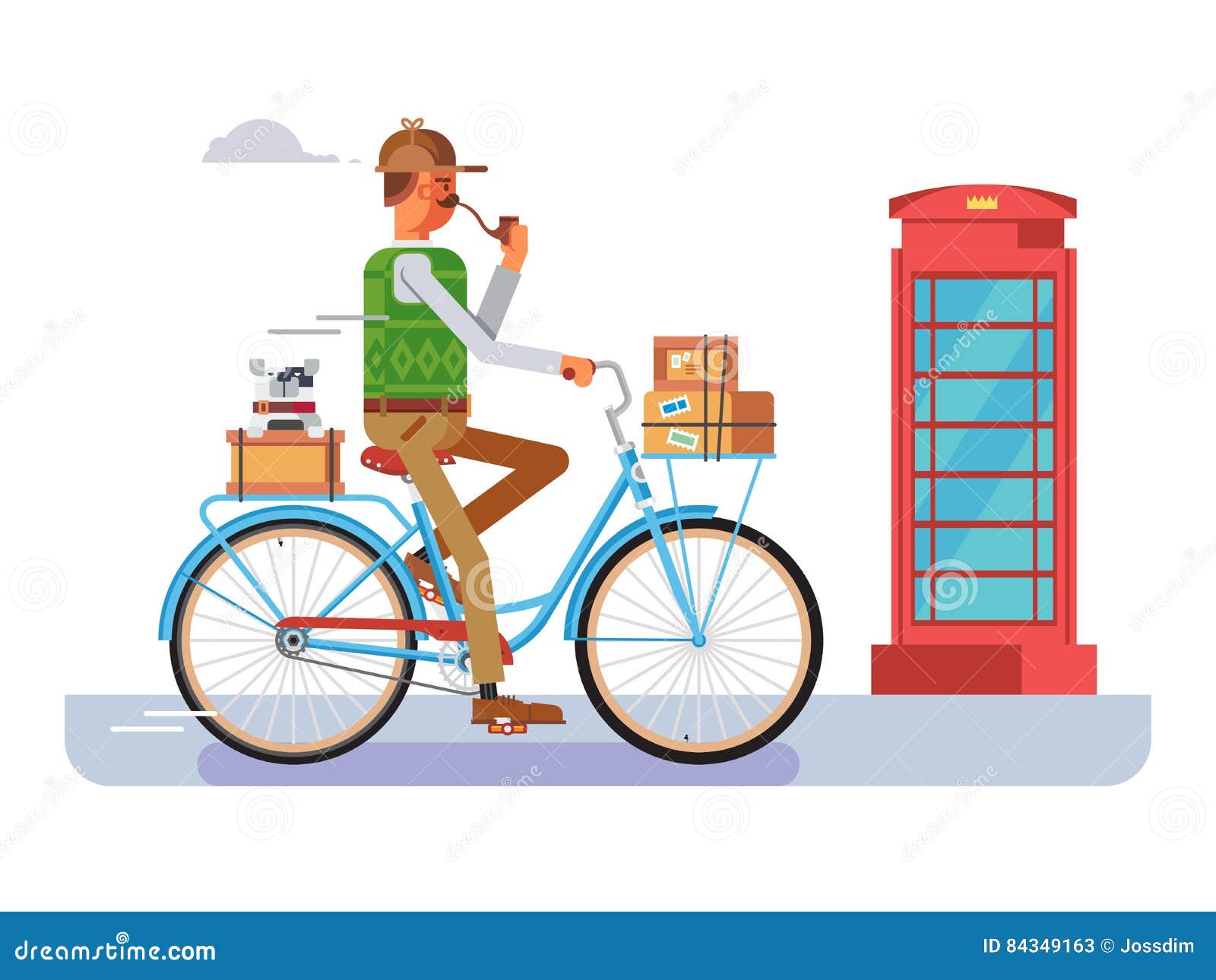 Retro postman on a bicycle stock vector. Illustration of isolated ...