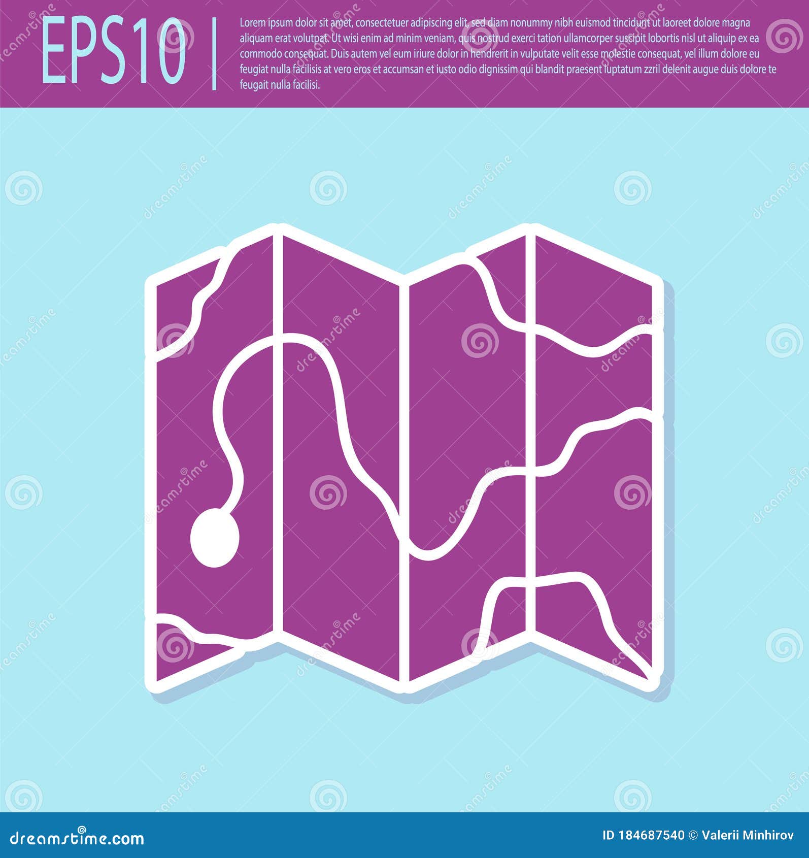 Retro Purple Location of the Forest on a Map Icon Isolated on Turquoise ...