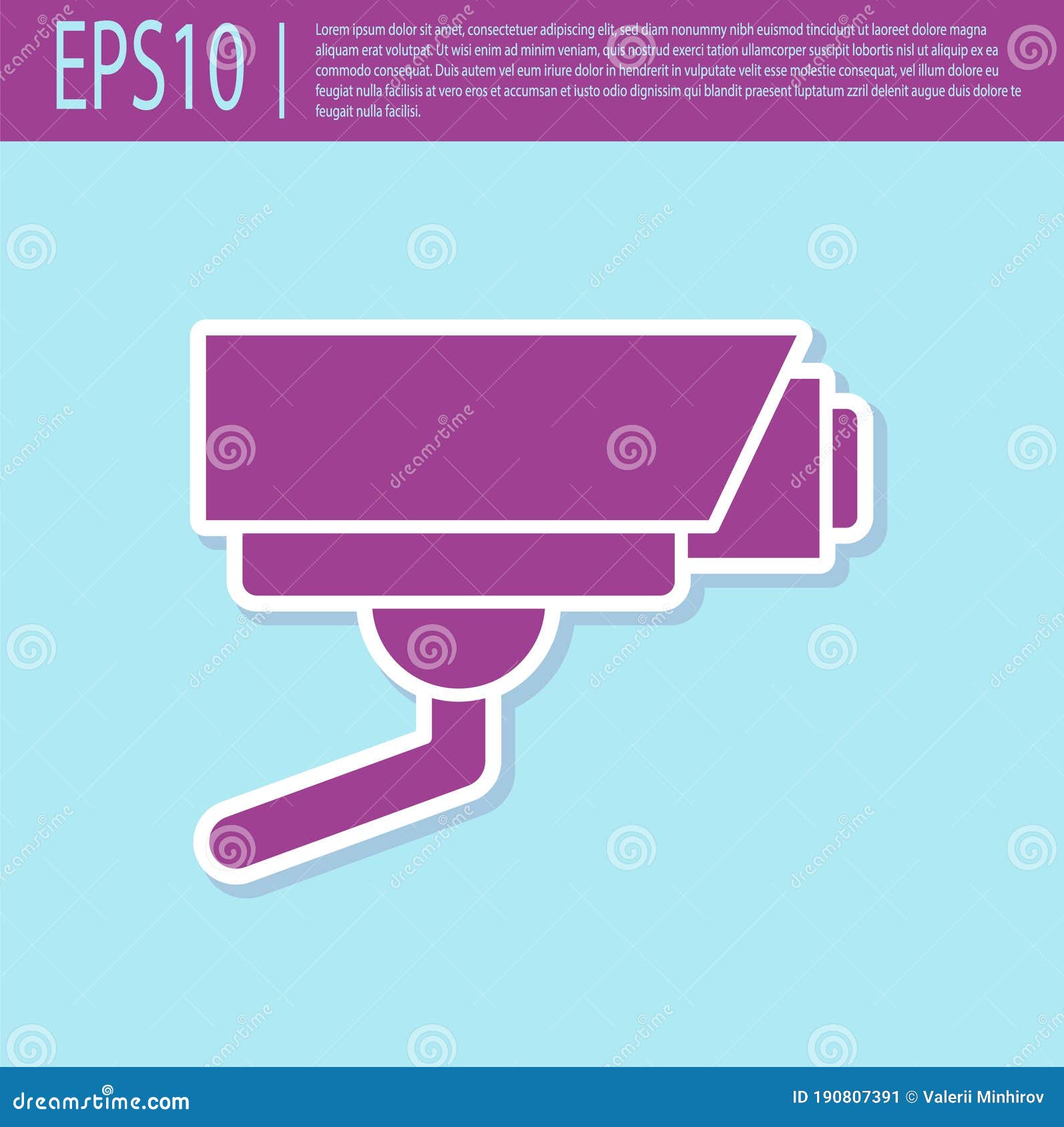 Retro Purple Security Camera Icon Isolated on Turquoise Background ...