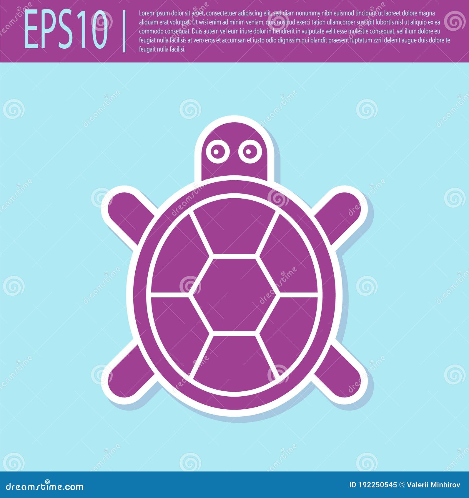 Retro Purple Turtle Icon Isolated on Turquoise Background. Vector Stock ...
