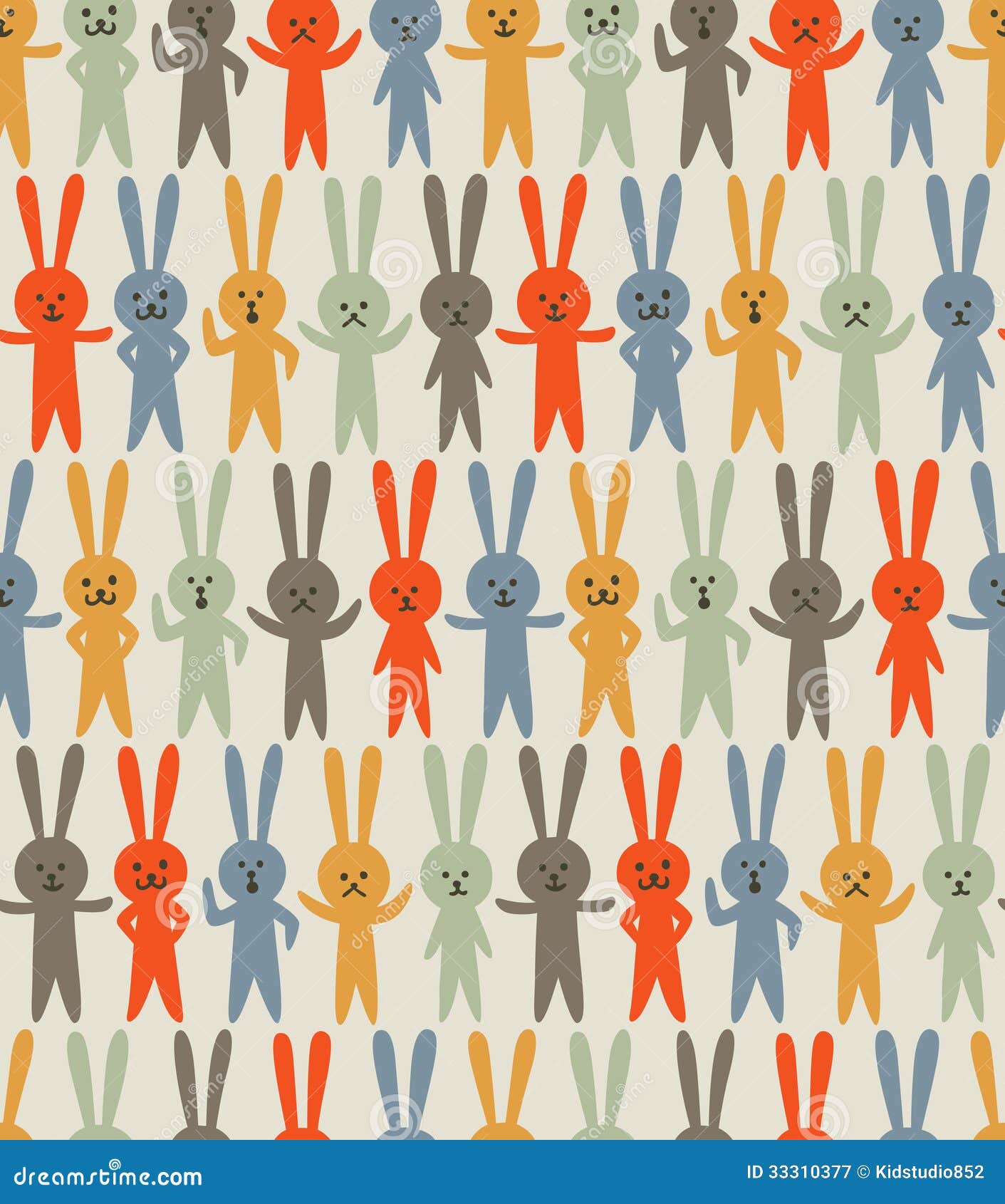 Retro Rabbit Seamless Pattern Stock Vector - Illustration of funny ...