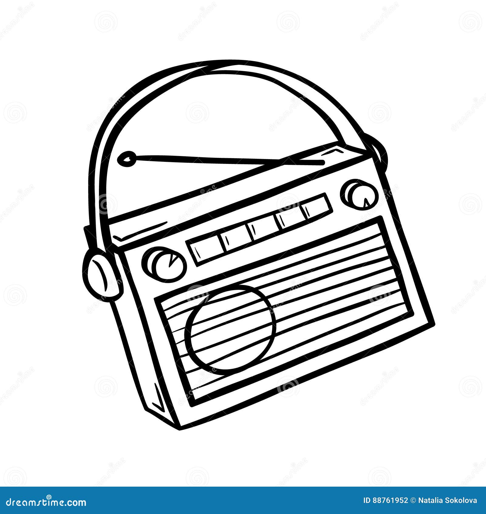 Retro Radio In Doodle Style. Vector Illustration | CartoonDealer.com ...