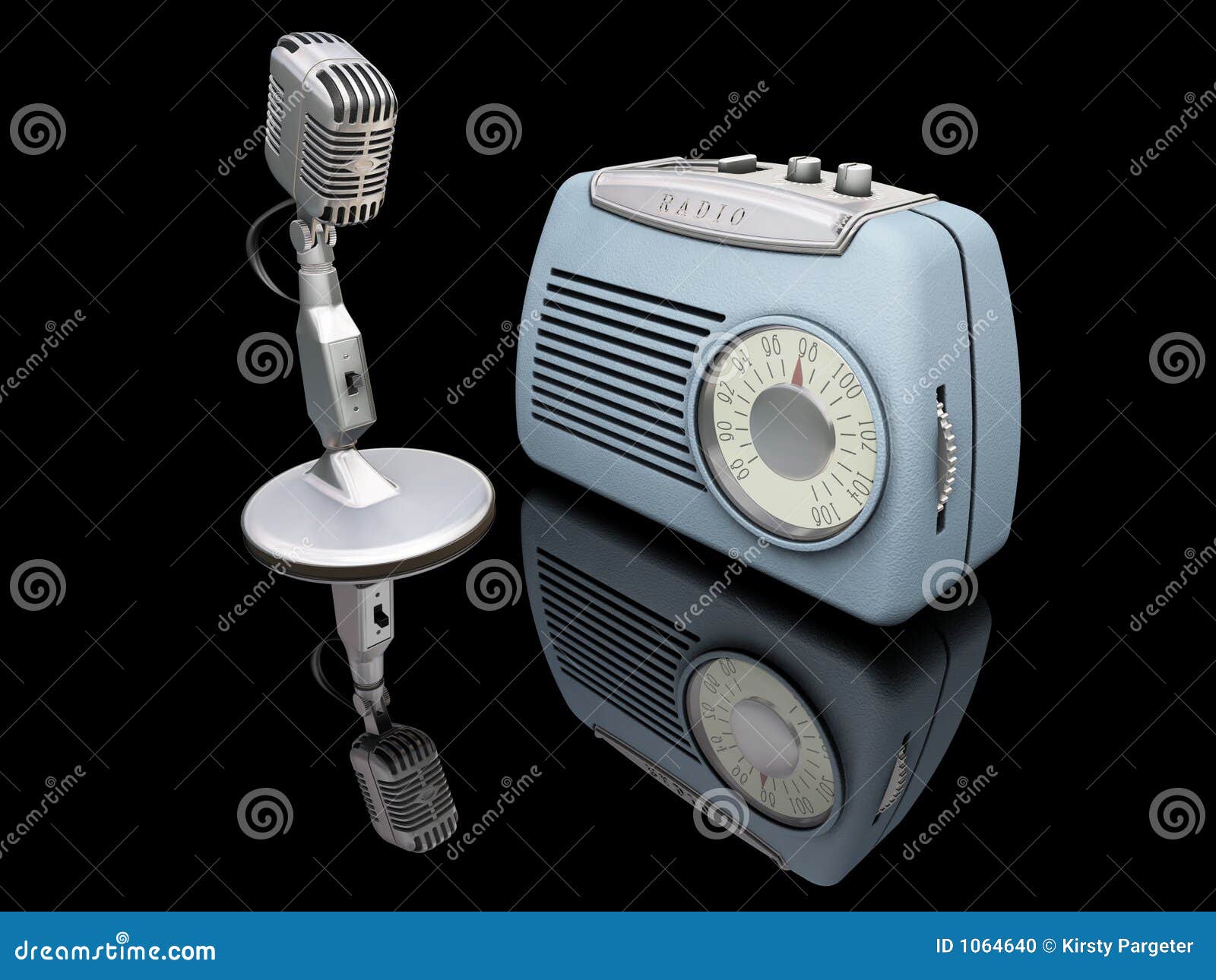 Retro radio and microphone stock illustration. Illustration of radio ...