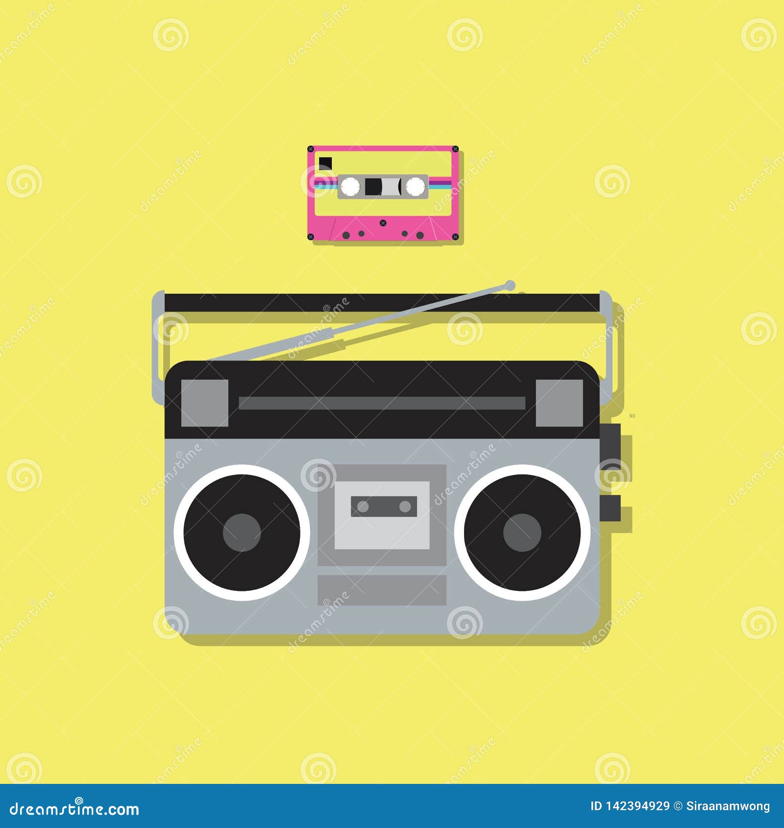 Retro Radio Player and Cassette Tape Stock Vector - Illustration of ...