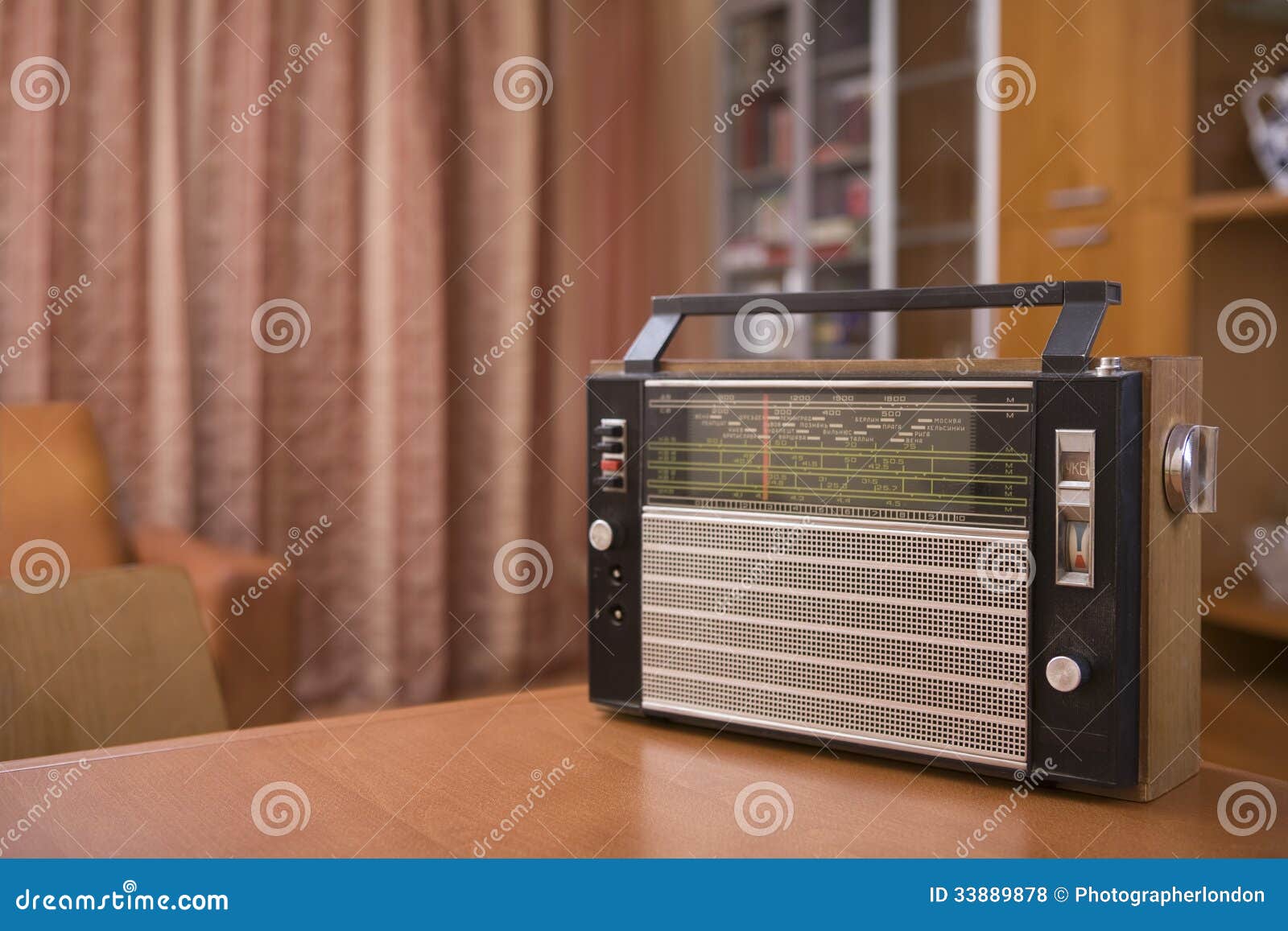 Retro Radio on Table stock photo. Image of living, room - 33889878