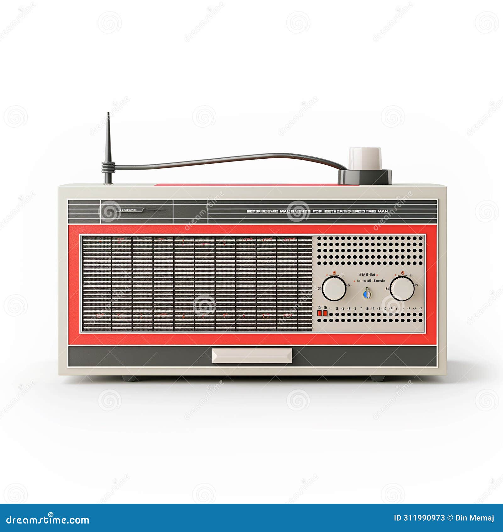 Retro Radio with a White Background Stock Illustration - Illustration ...