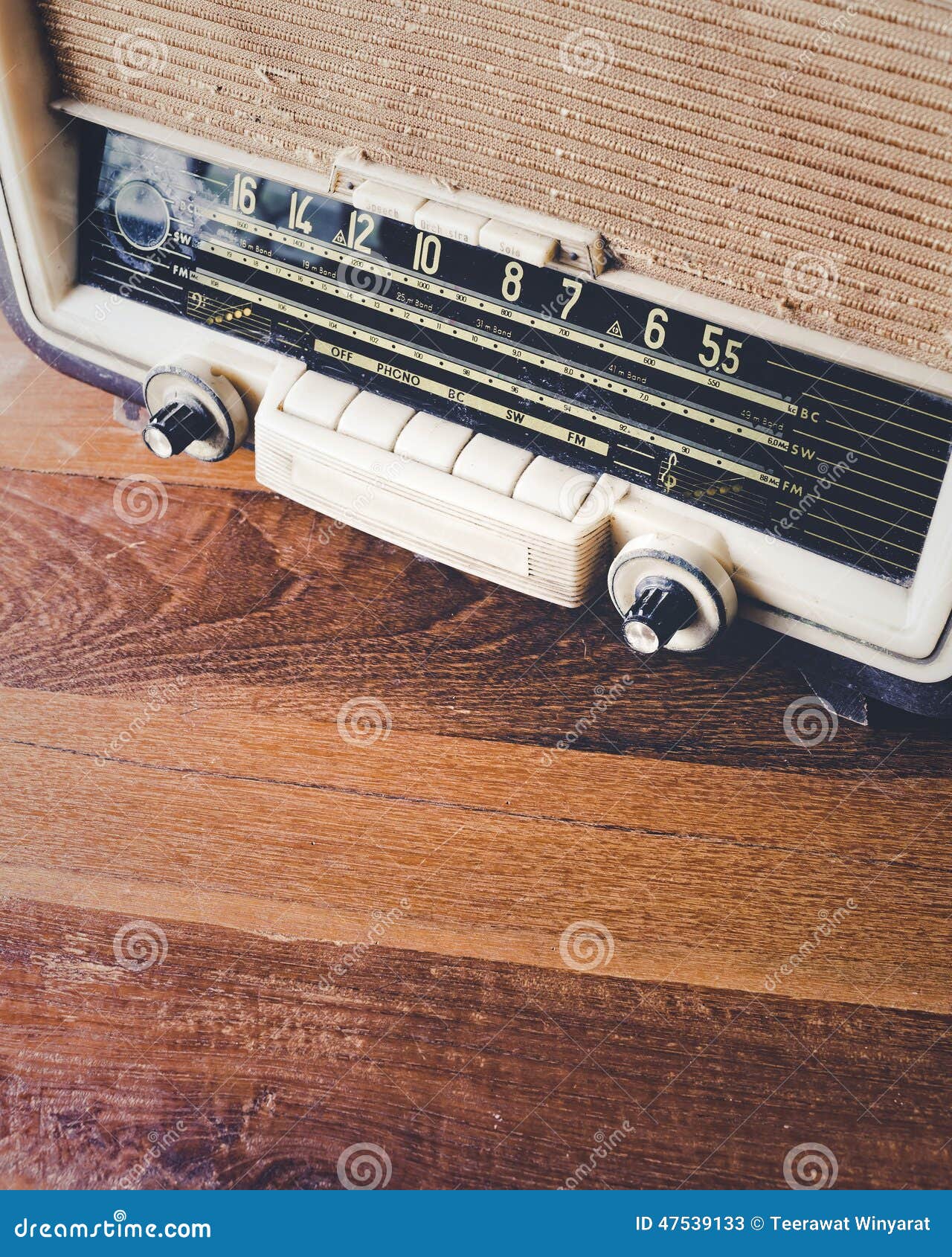 Retro Radio on Wooden Table Stock Image - Image of broadcasting ...