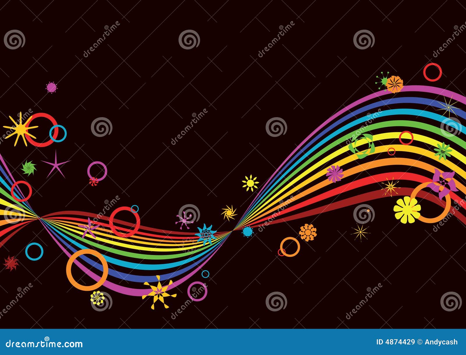 Retro Rainbow Dripping On Black And White Checkered Background Cartoon ...
