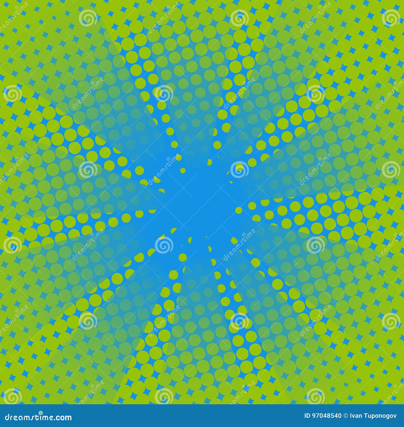 Retro Rays Comic Blue Green Background. Stock Illustration ...