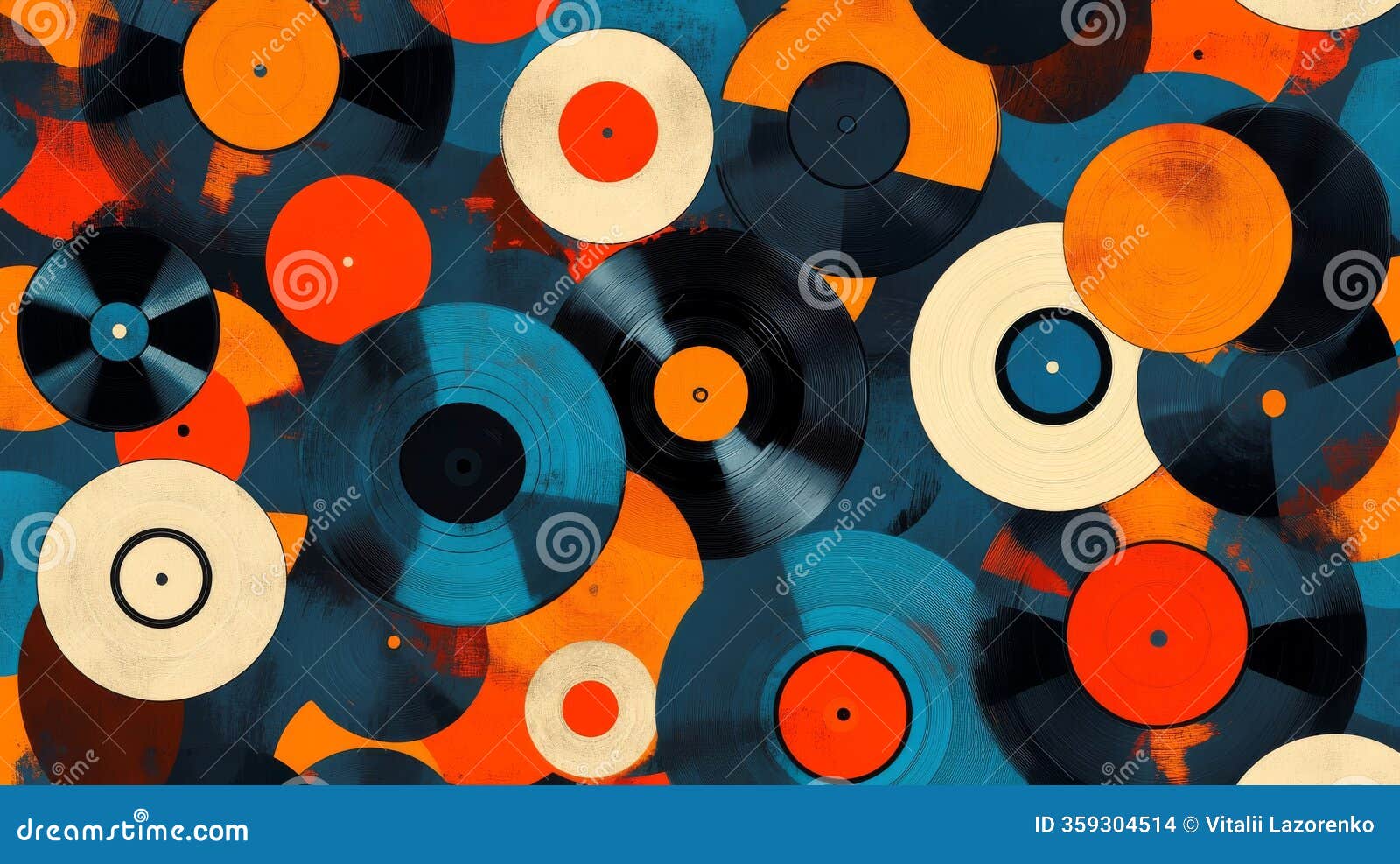 Retro Record Pattern with Seamless Musical Design for Disco Themed ...