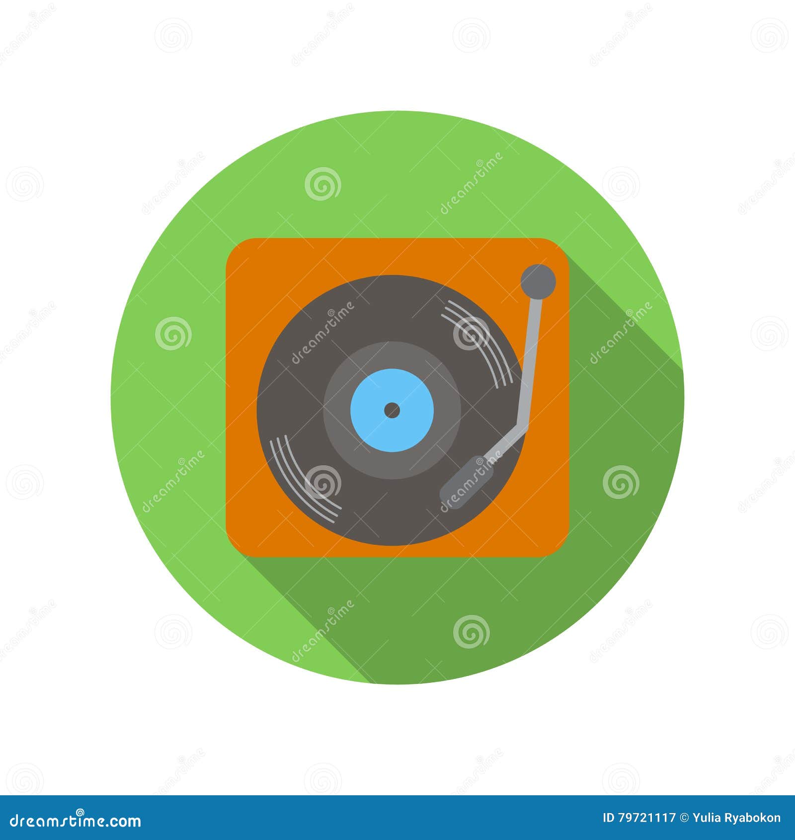 Retro Record Player Flat Icon Stock Vector - Illustration of equipment ...