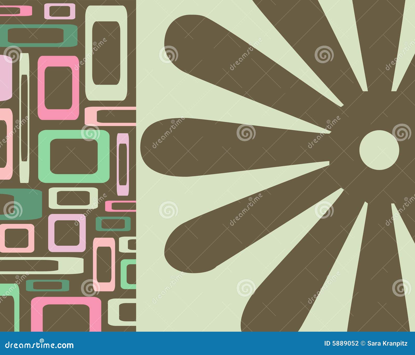 Retro Rectangle and Floral Background Stock Illustration - Illustration ...