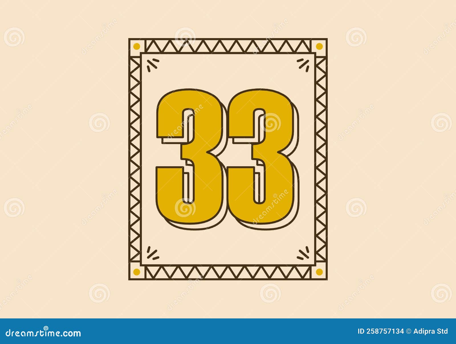 Vintage Rectangle Frame with Number 33 on it Stock Vector ...