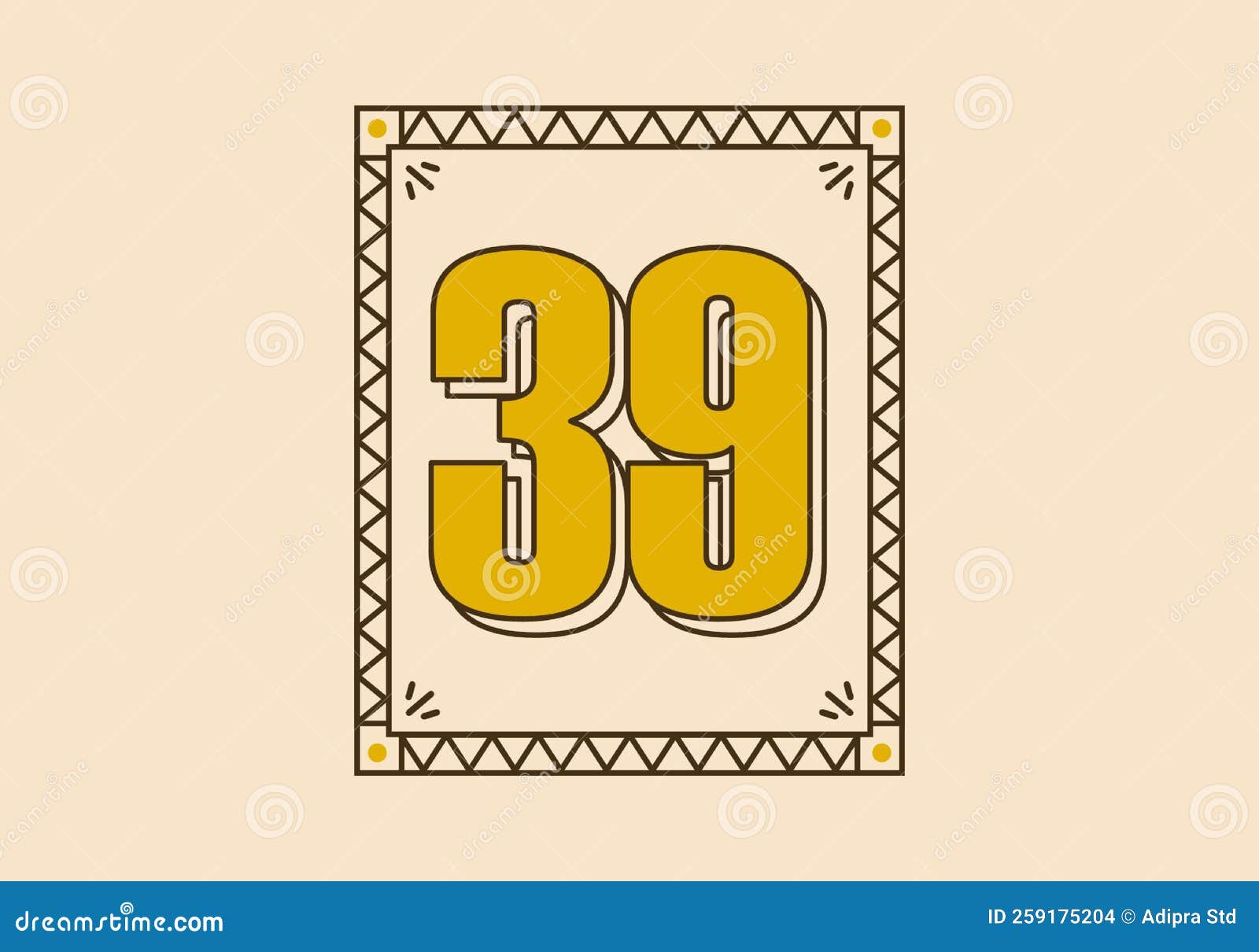 Vintage Rectangle Frame with Number 39 on it Stock Vector ...