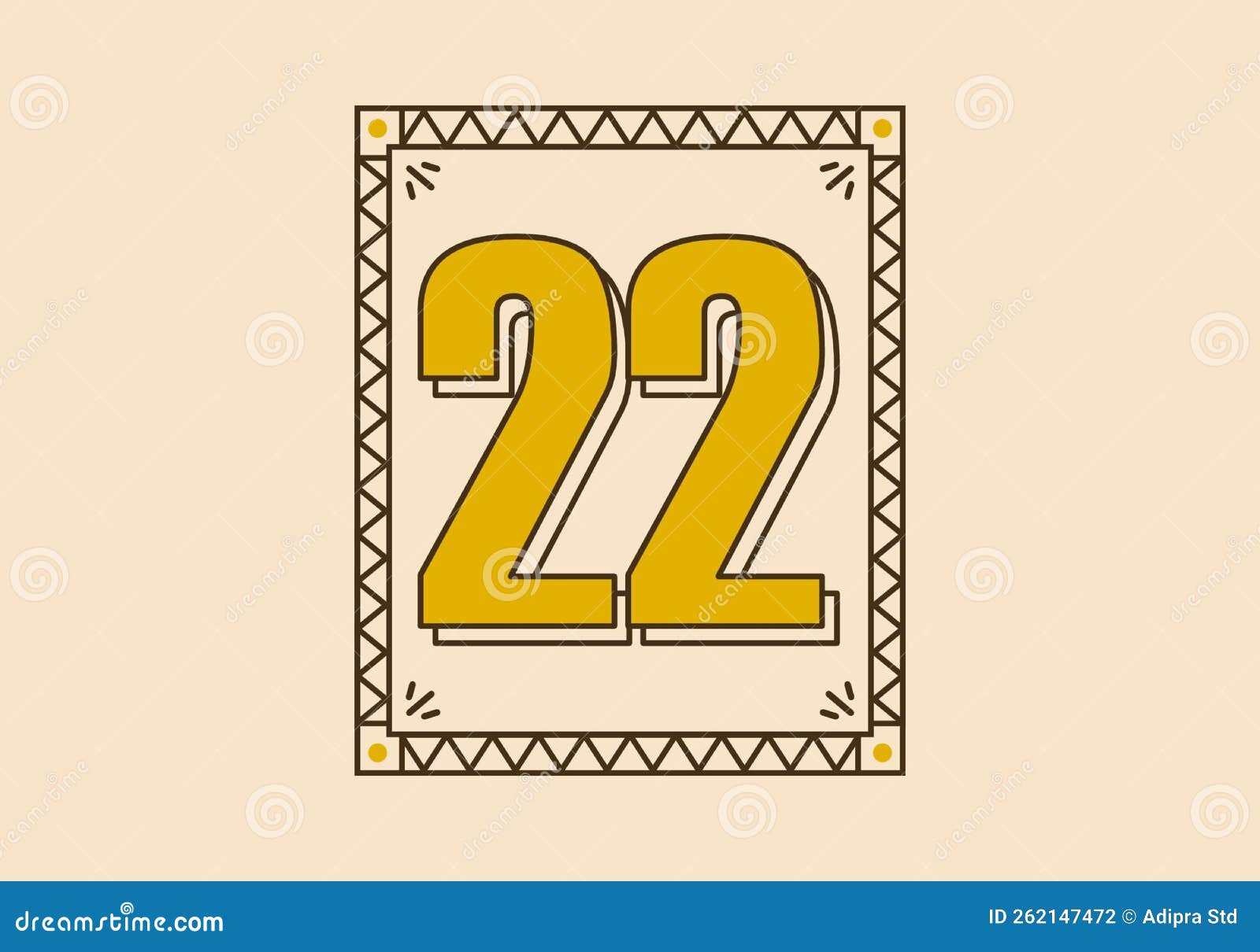 Vintage Rectangle Frame with Number 22 on it Stock Illustration ...