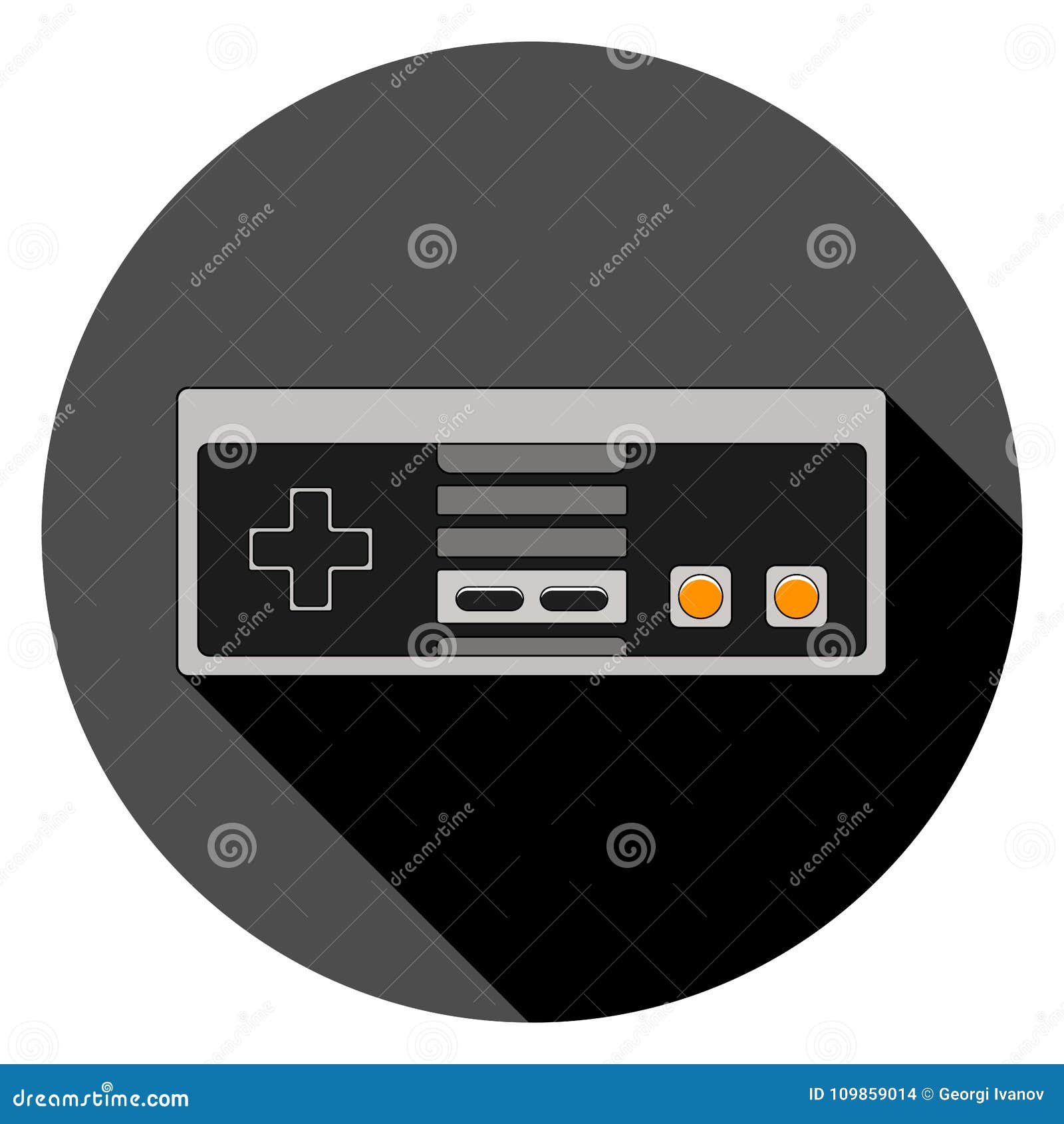 Retro Rectangular Controller Icon. Circular, Dark Icon with a Shadow ...