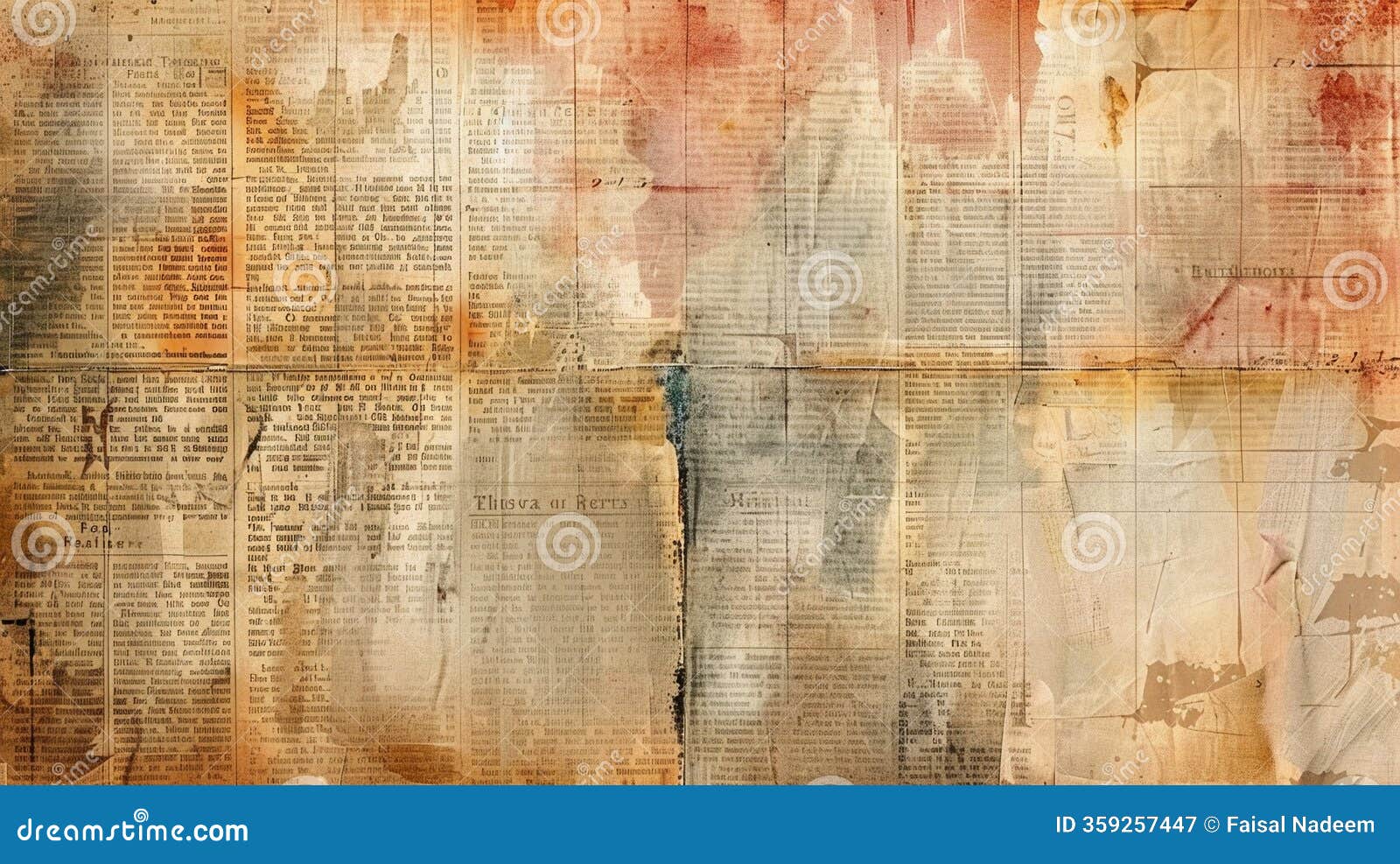 Vintage Newspaper Collage Texture Background Grunge Design Aged Paper ...