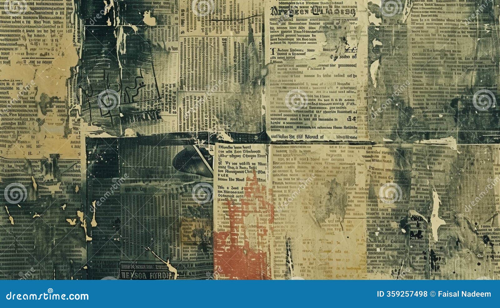 Vintage Newspaper Collage Texture Background Grunge Old Paper Design ...