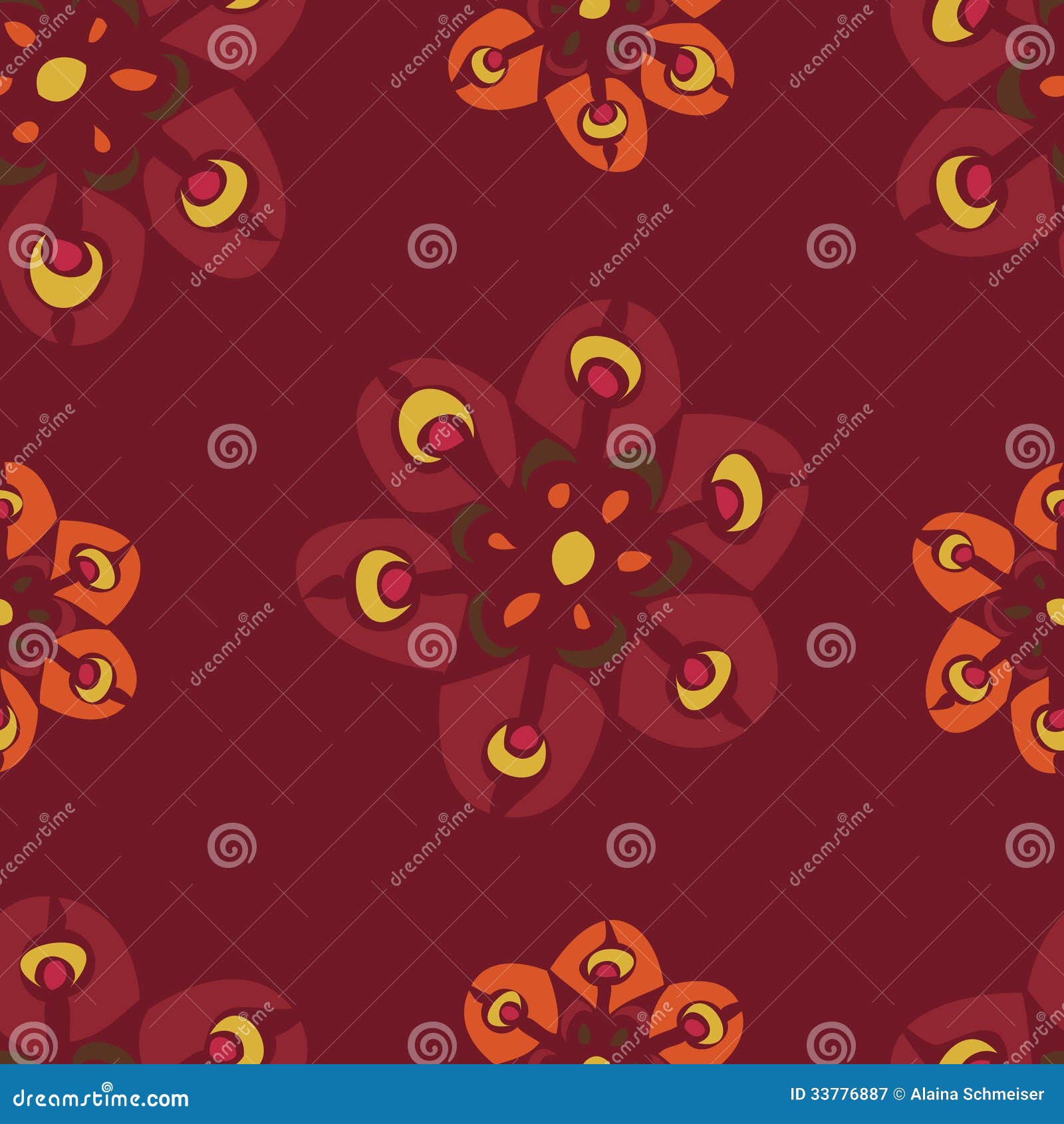 Retro Red Flowers Pattern stock vector. Illustration of design - 33776887