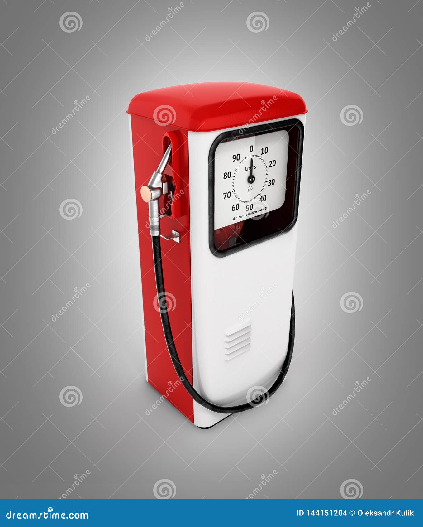 Retro Red Fuel Pump on Grey Gradient Background 3d Stock Illustration ...