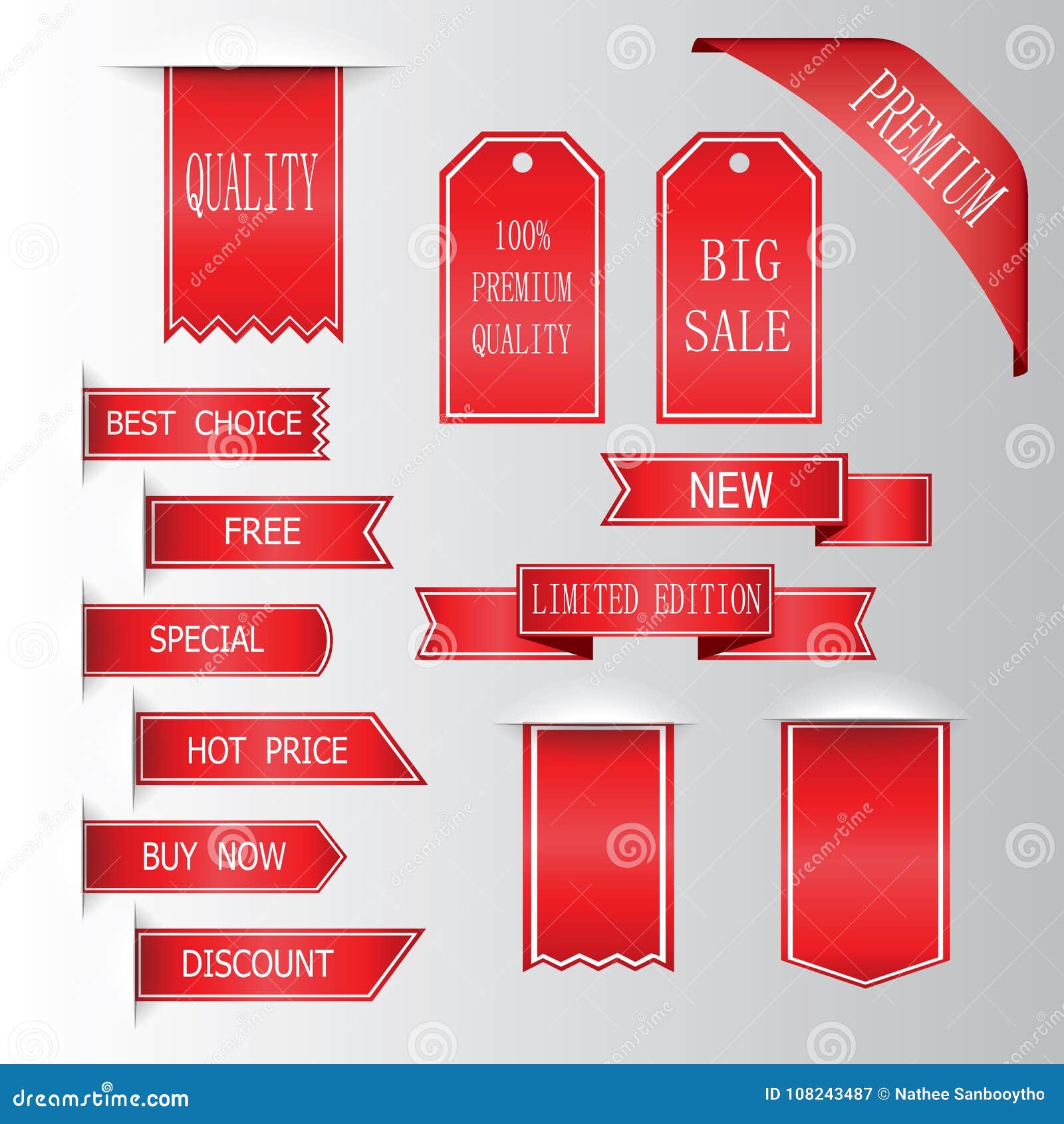 Retro Red Ribbons and Labels Stock Vector - Illustration of eps10 ...